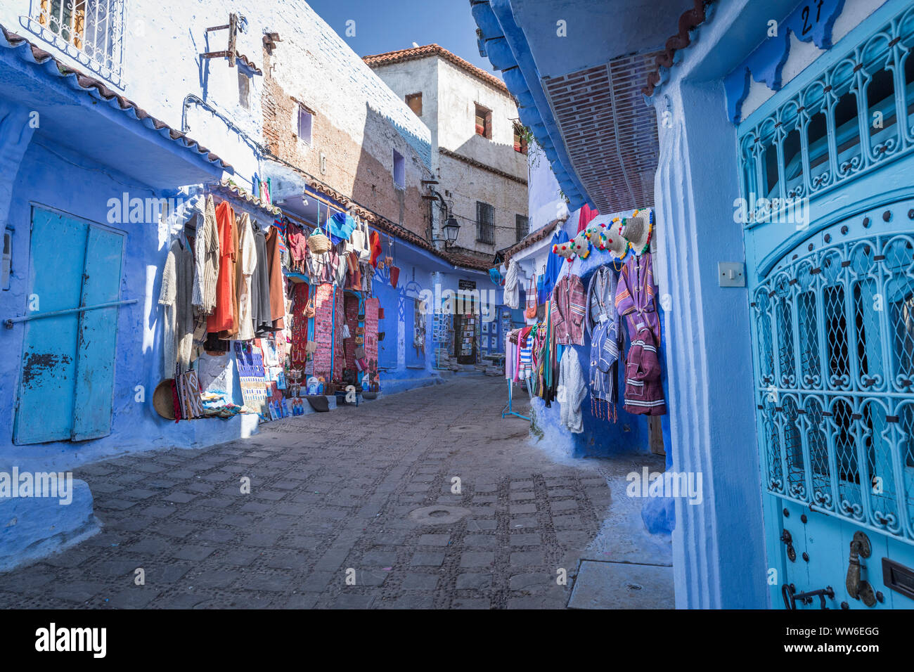 Blue Alley in Chefchaouen, Morocco, North Africa, Africa Stock Photo ...