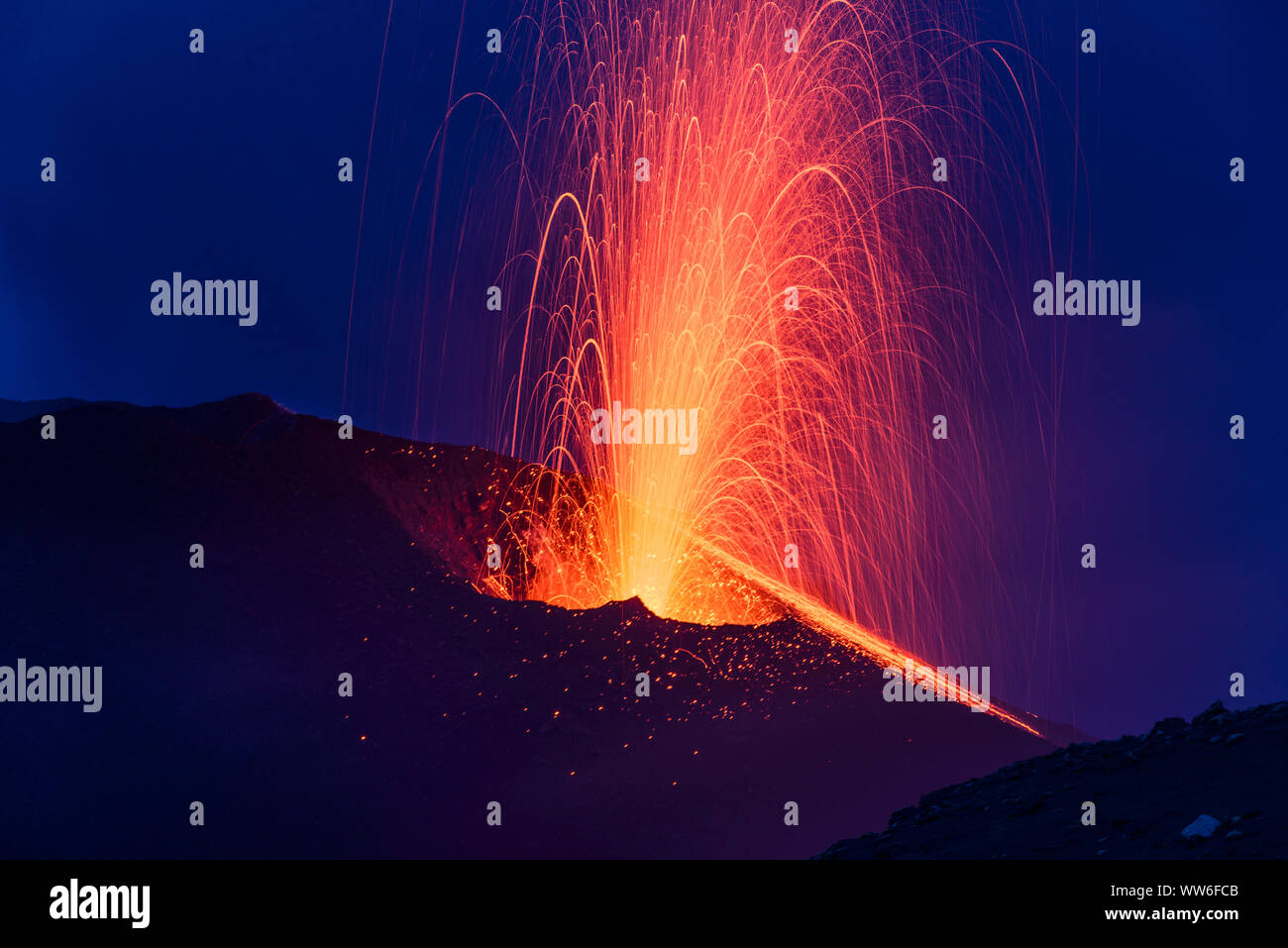 Italy, Sicily, Aeolian Islands, Stromboli, Stromboli Pizzo, Stromboli ...