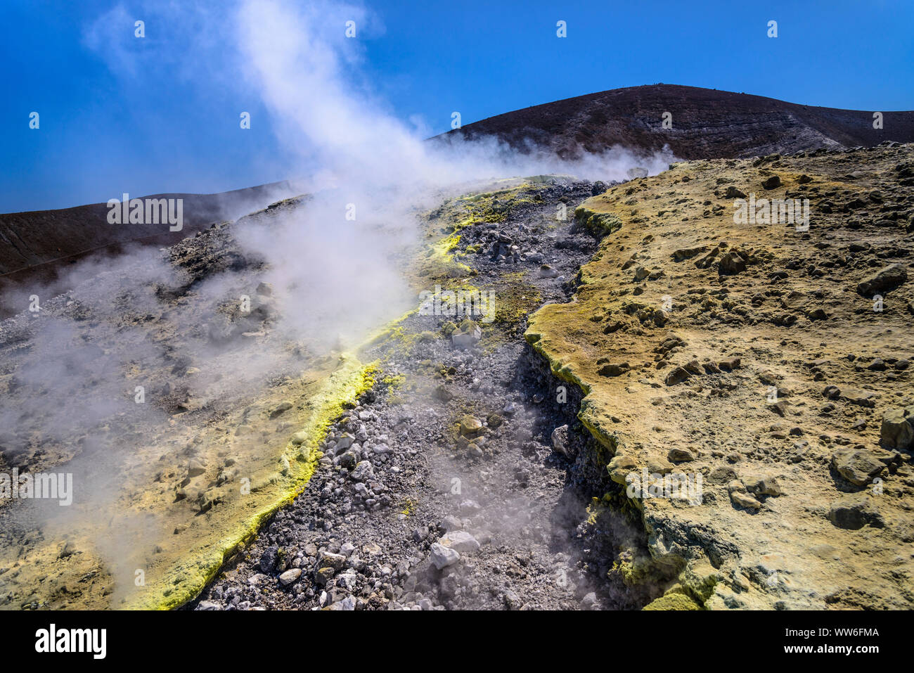Italy, Sicily, Aeolian Islands, Vulcano, Gran Cratere, Fumarolen Stock ...
