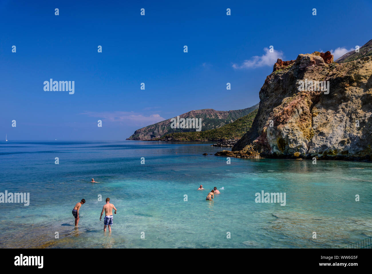 Italy, Sicily, Aeolian Islands, Vulcano, Spiaggia delle Acque Calde ...