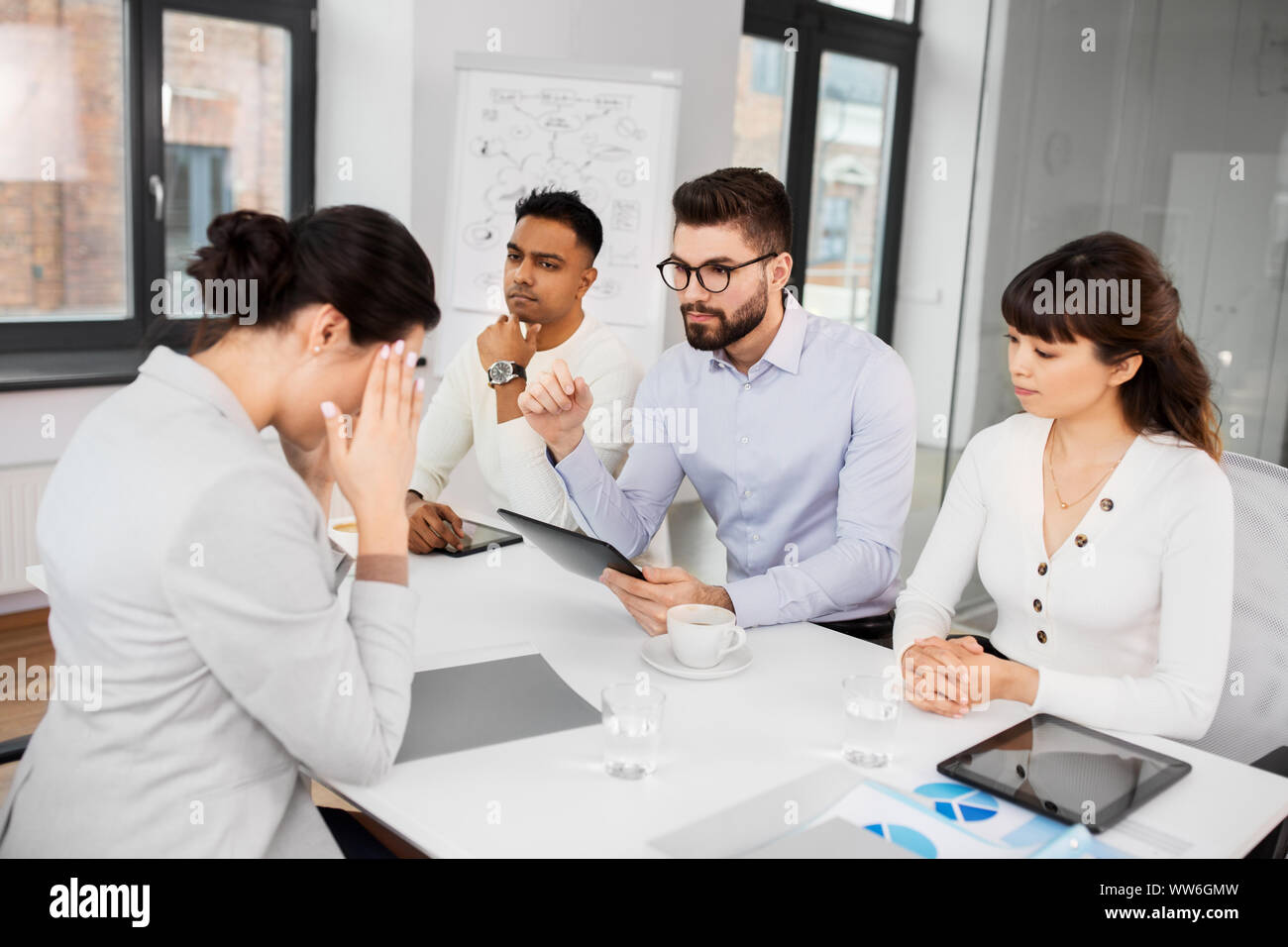recruiters having job interview with employee Stock Photo - Alamy