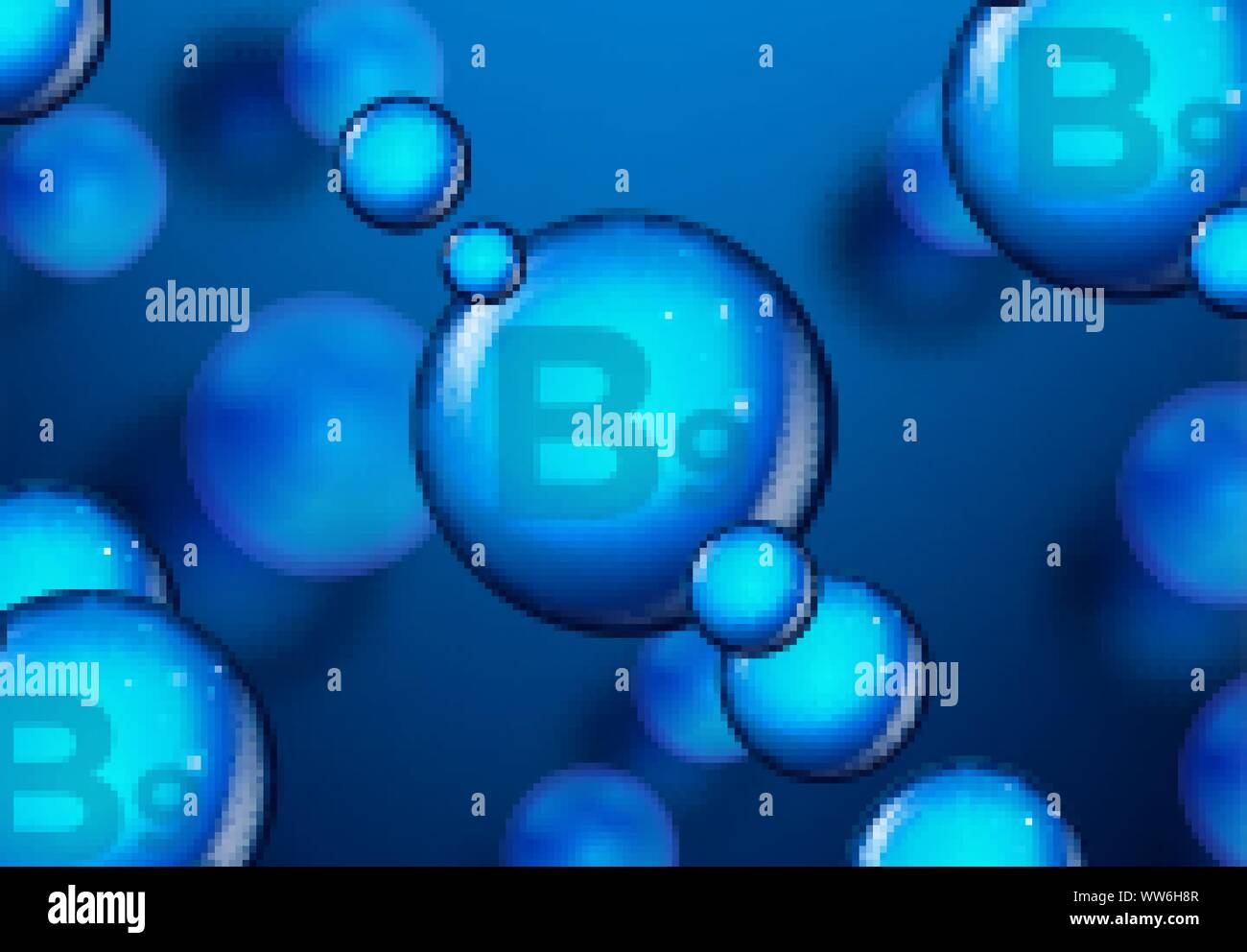 Vitamin B9 Blue shining pill capsule icon . Vitamin complex with ...