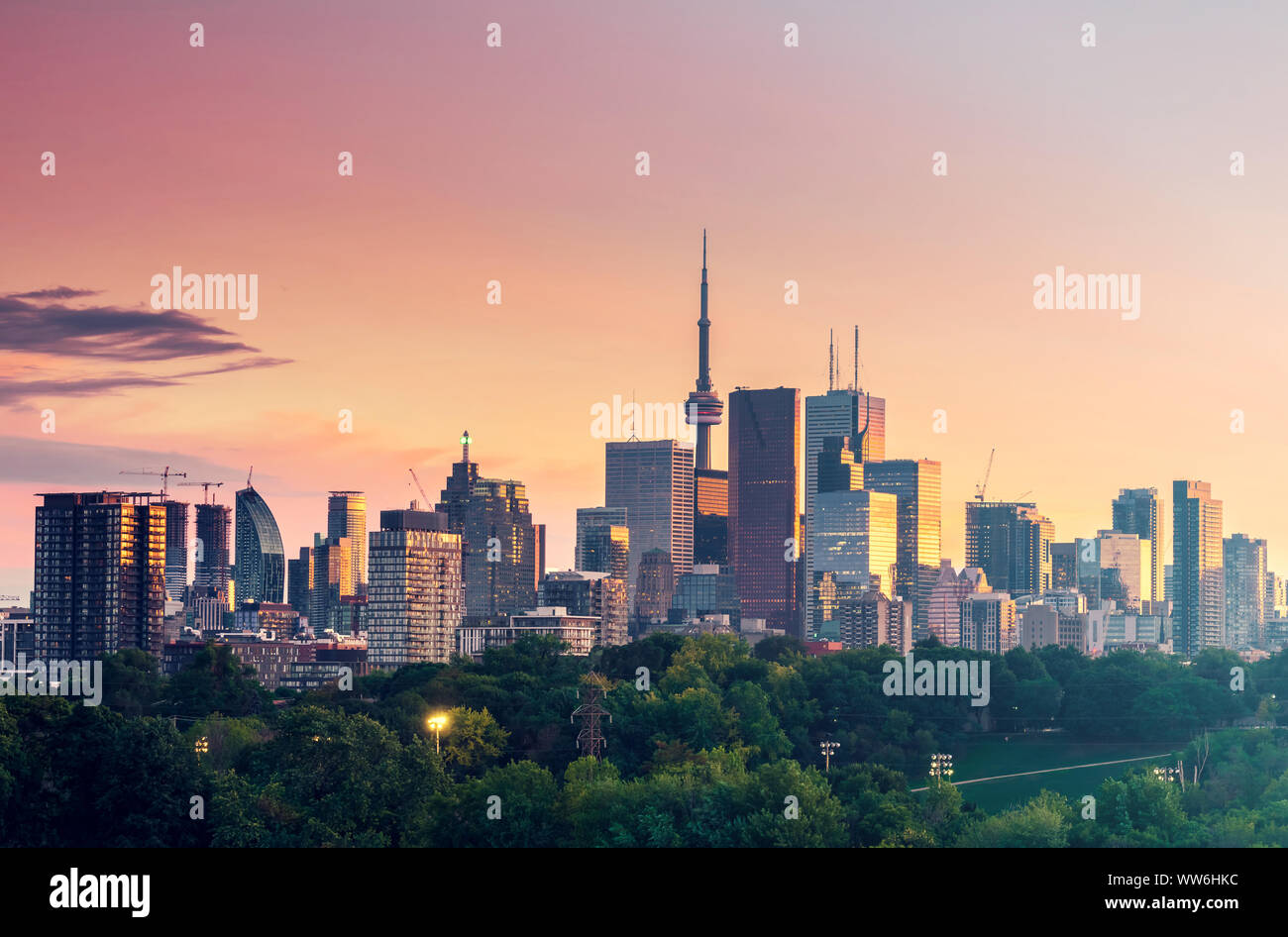 Toronto city buildings and skyline at sunset, Ontario, Canada Stock ...