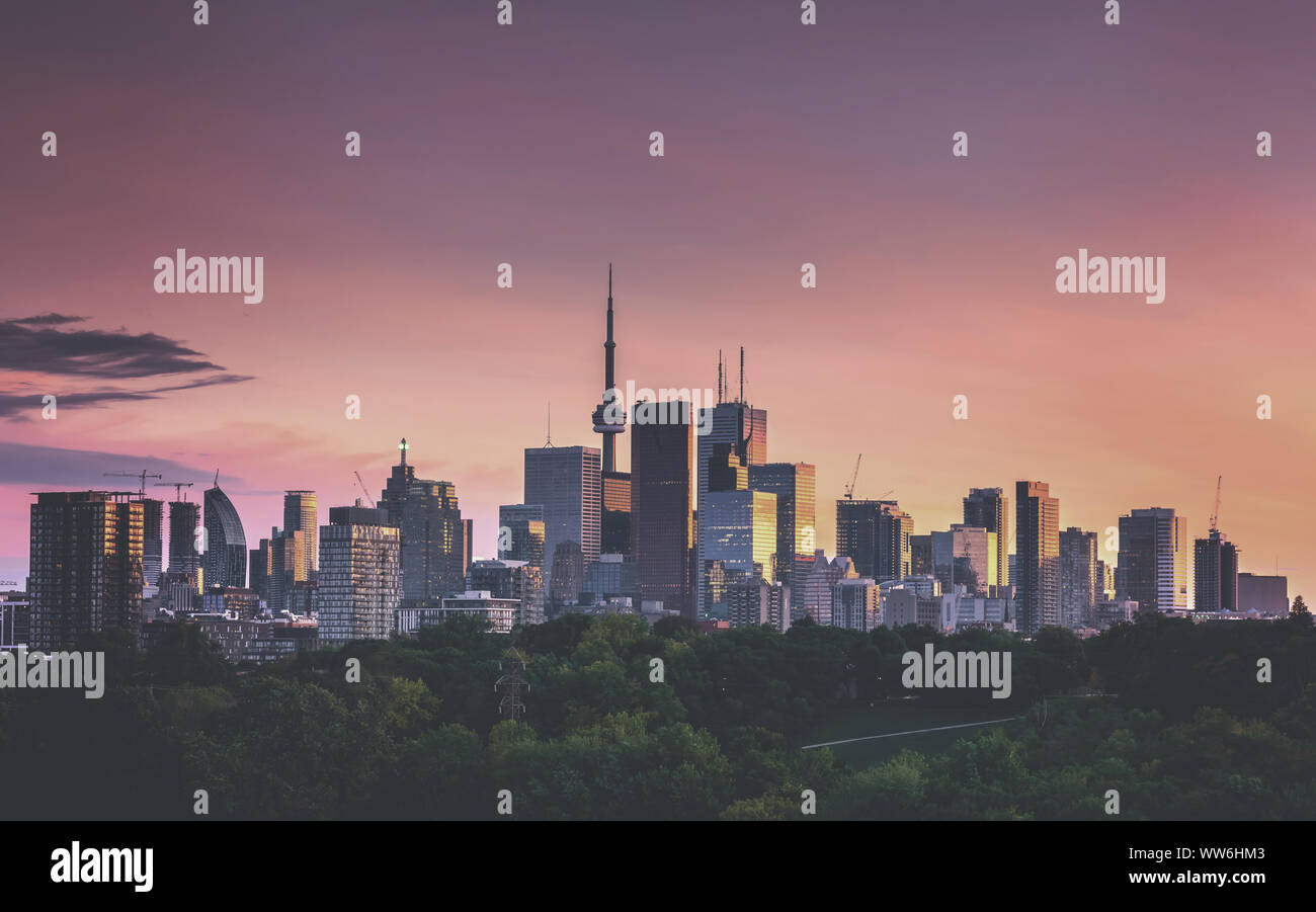 Toronto city buildings and skyline at sunset, Ontario, Canada Stock ...