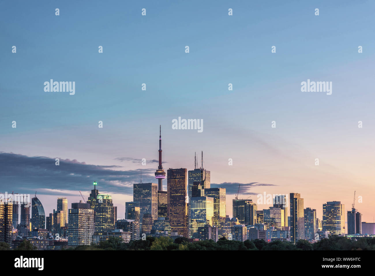 Toronto city buildings and skyline at sunset, Ontario, Canada Stock ...