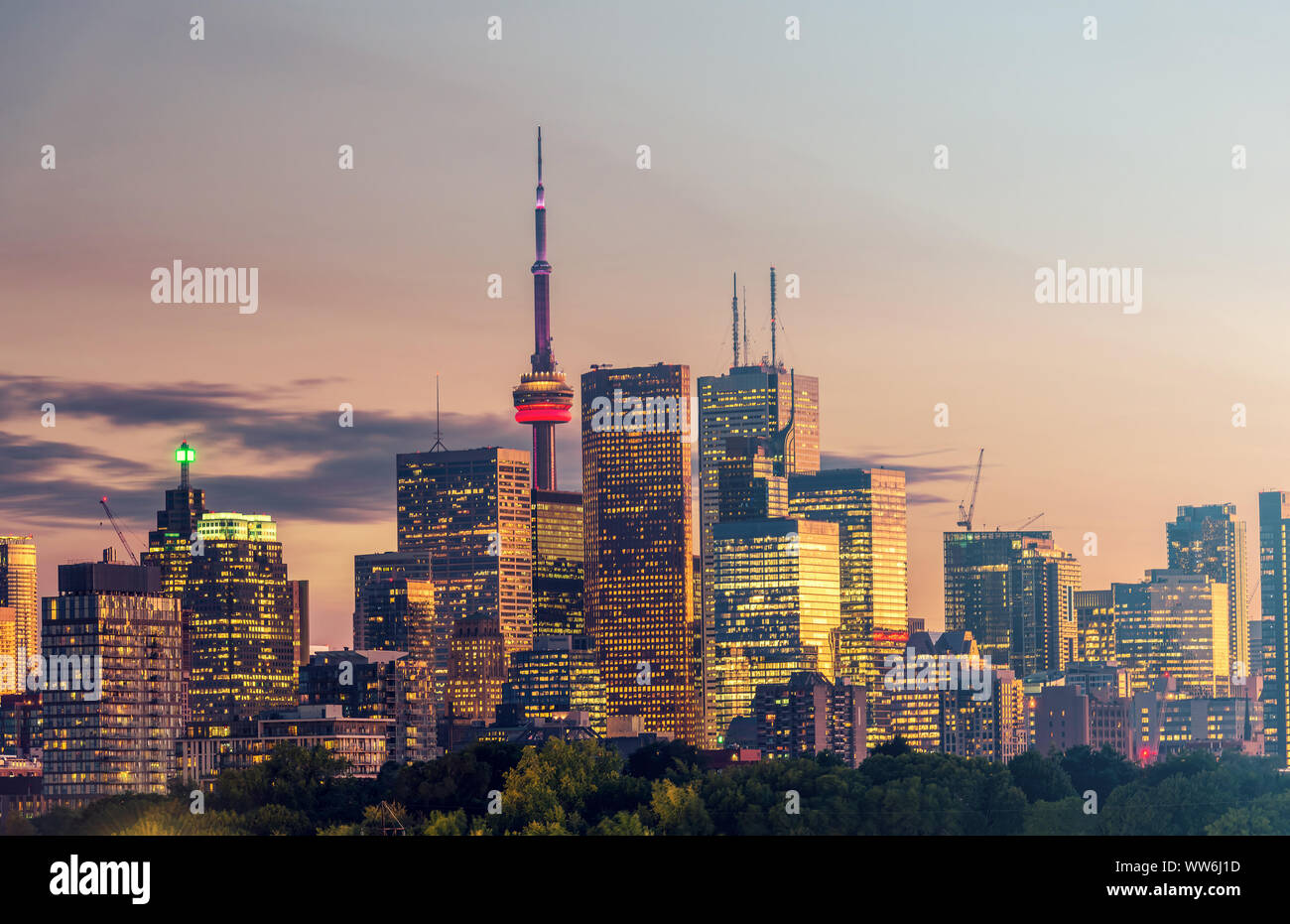 Toronto city buildings and skyline at sunset, Ontario, Canada Stock ...