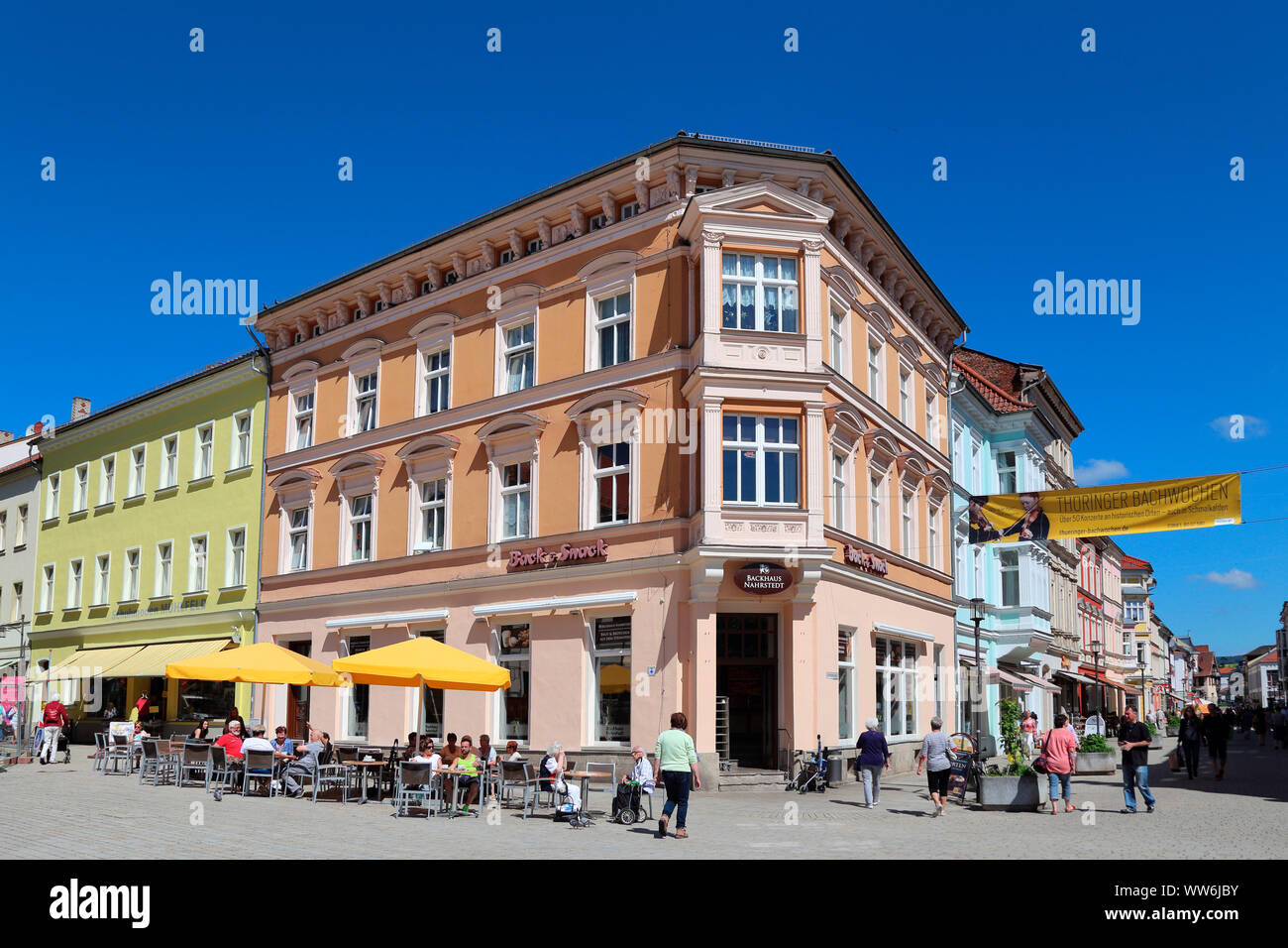 Germany, Thuringia, Meiningen, cityscape, street cafe Stock Photo - Alamy