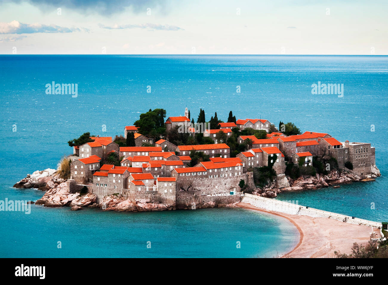 Beautiful, brightly colored summer landscape of a small Croatian ...