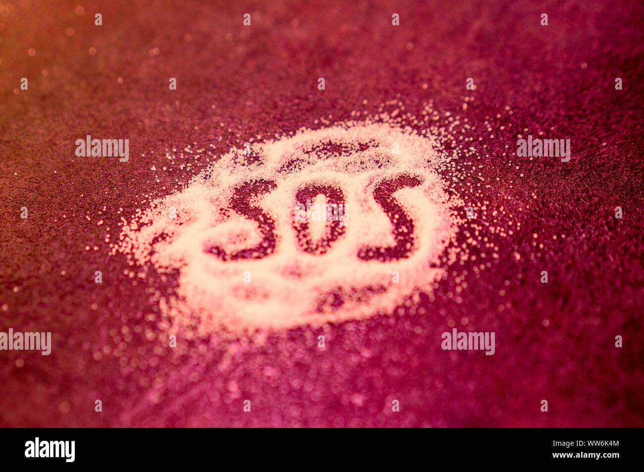SOS word hand written on white powder, distress signal Stock Photo - Alamy