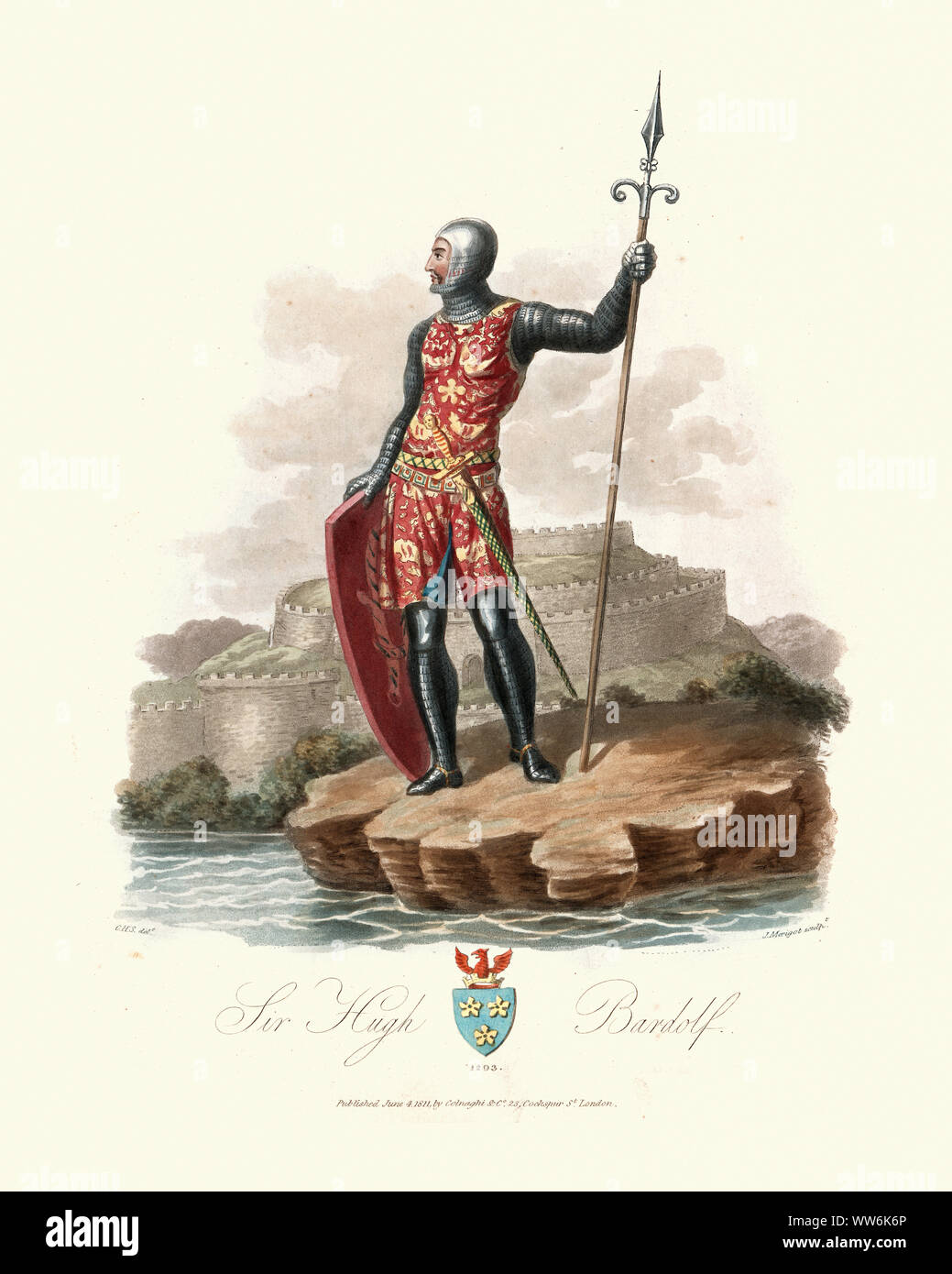 Vintage engraving of Hugh Bardulf or Hugh Bardolf (died c. 1203) was a ...