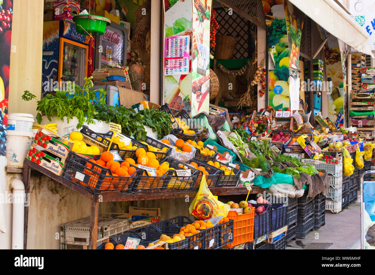 Fruit and vegetable trade at the Peloponnese in Greece Stock Photo - Alamy