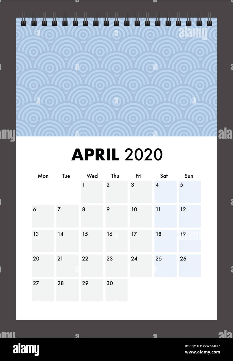 A 2020 calendar with wire bind Stock Vector Image & Art - Alamy
