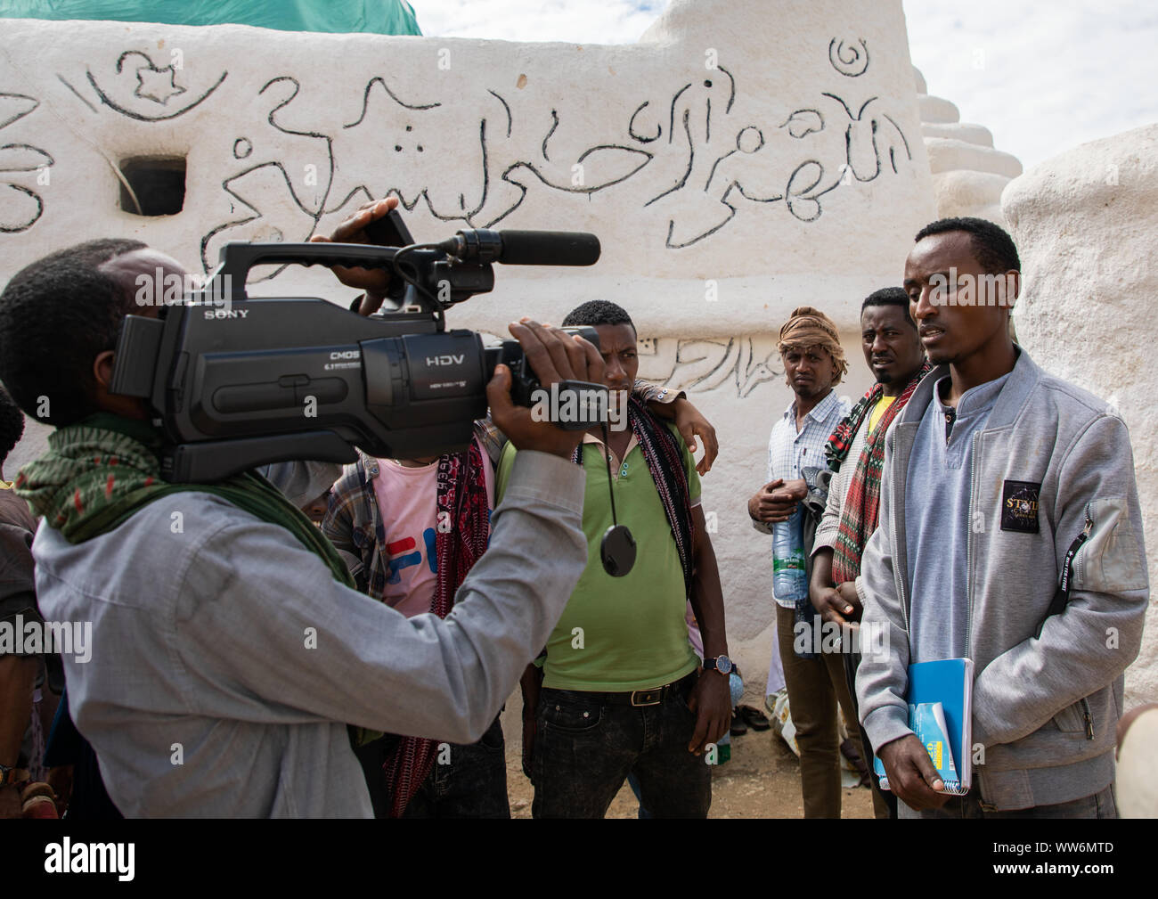 Oromo tv crew in Sheikh Hussein shrine, Oromia, Sheik Hussein, Ethiopia ...