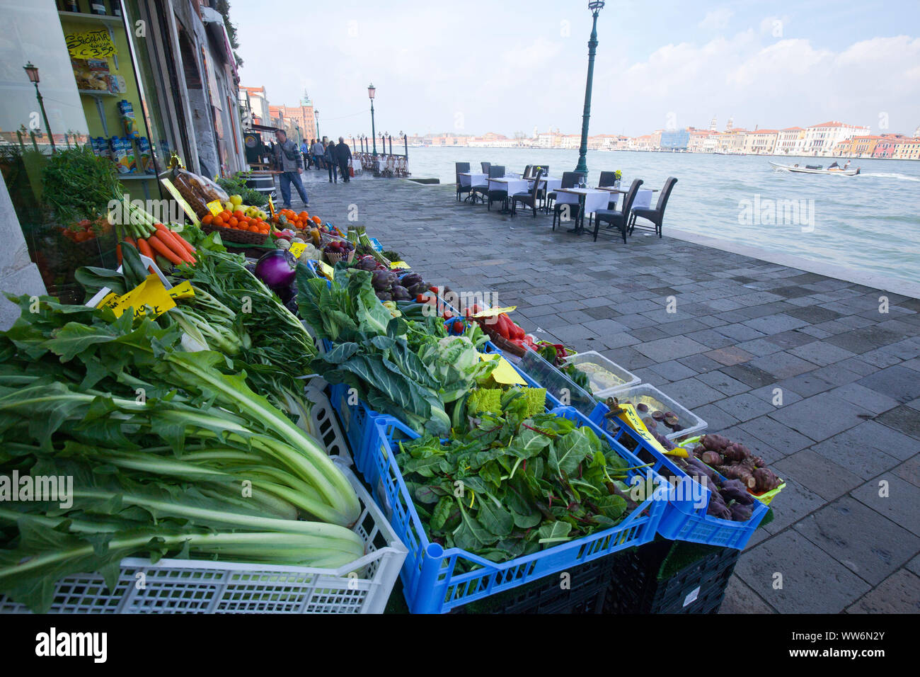 Goods display of vegetable trade in Venice Stock Photo - Alamy