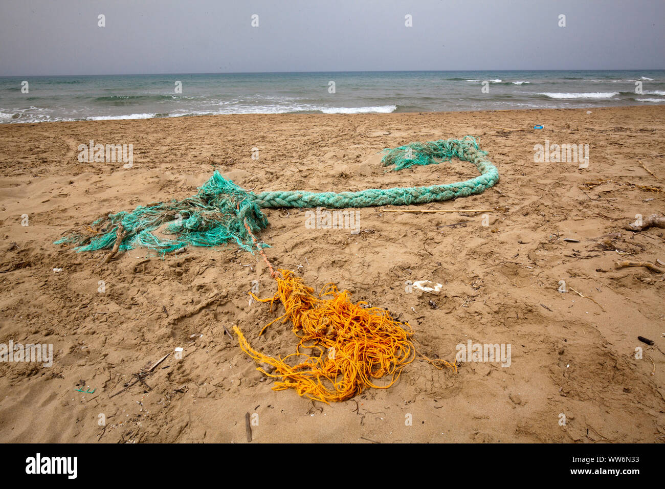 Pollution at the beach in Greece Stock Photo - Alamy