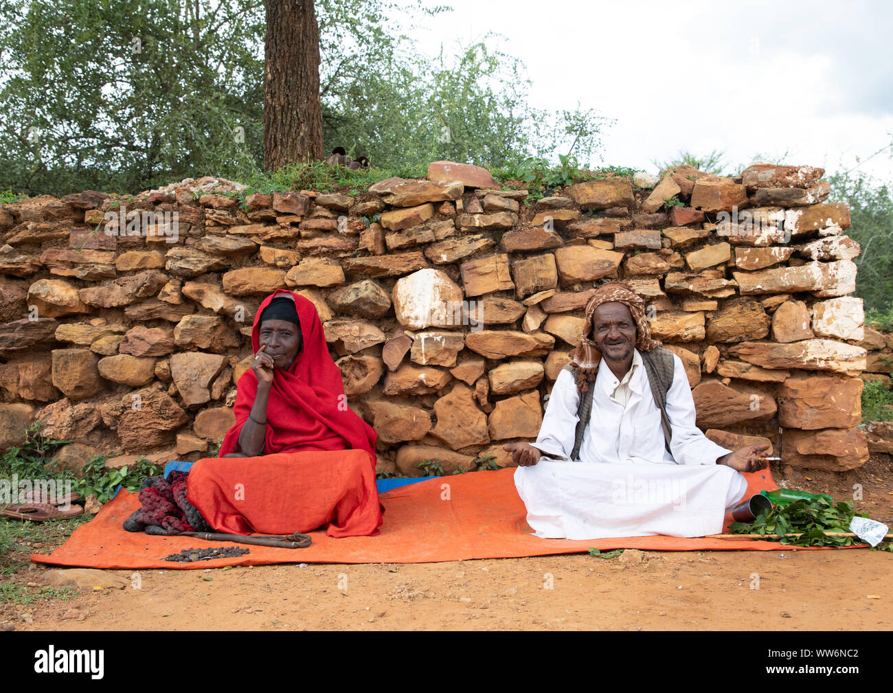 Oromo pilgrims couple in the shrine of sufi Sheikh Hussein , Oromia ...