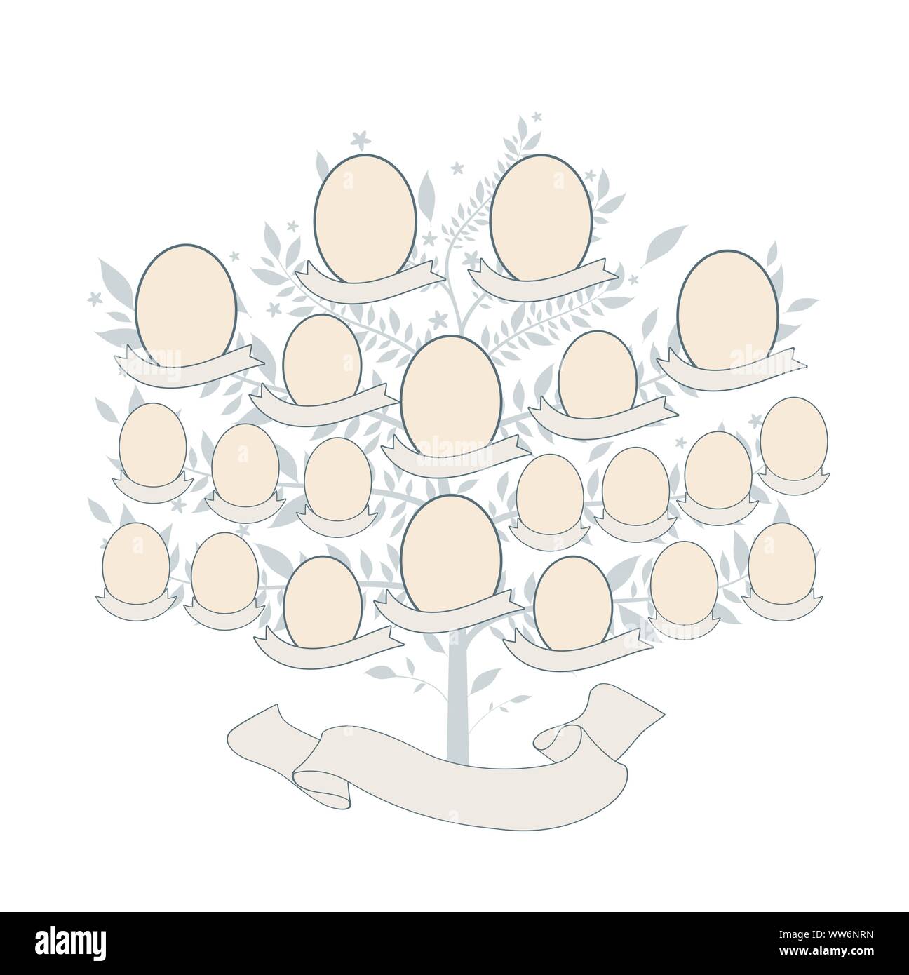 Family tree with frames and text banners isolated on white background ...