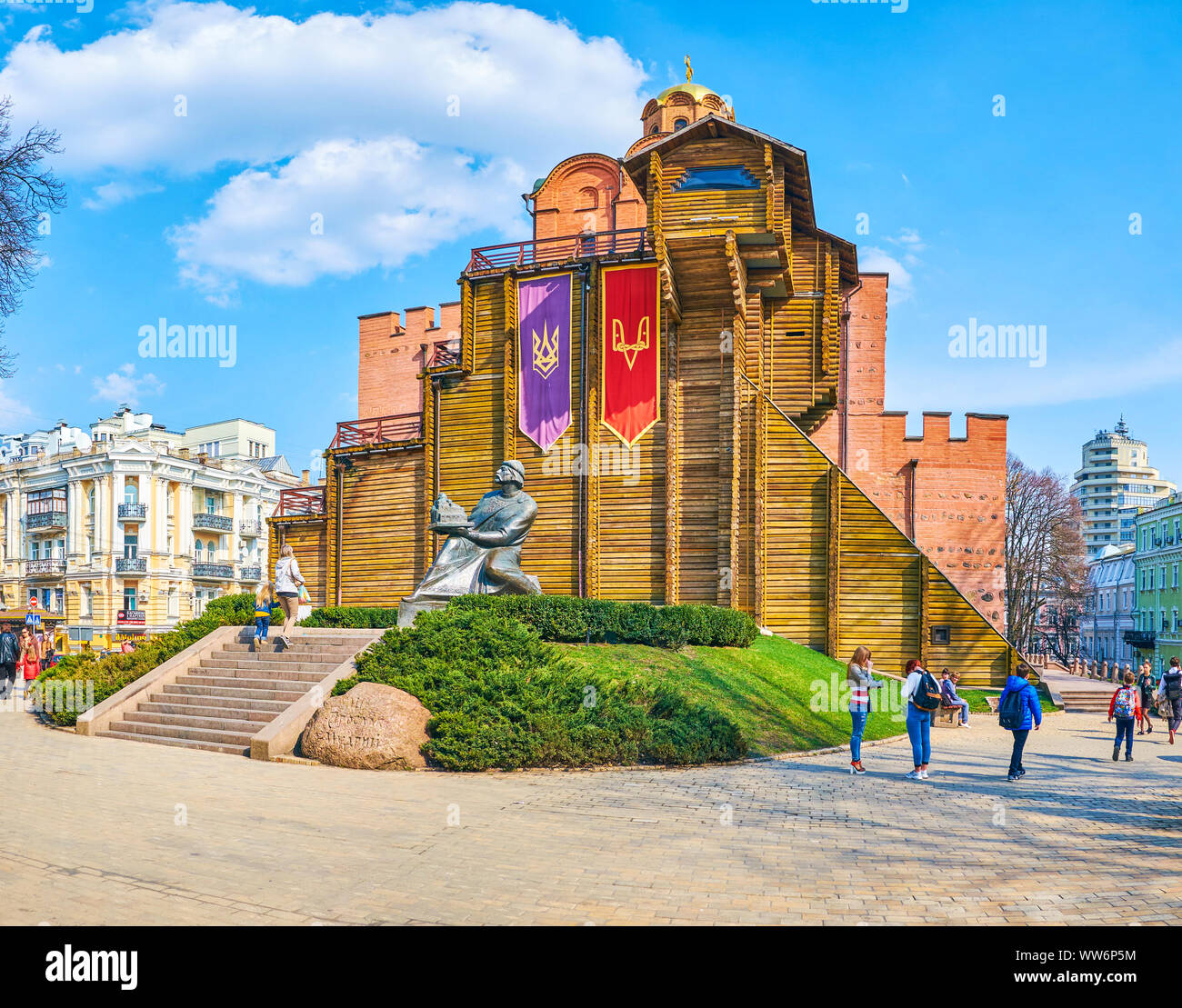 KYIV, UKRAINE - April 11, 2018: The ruins of medieval Golden Gate ...