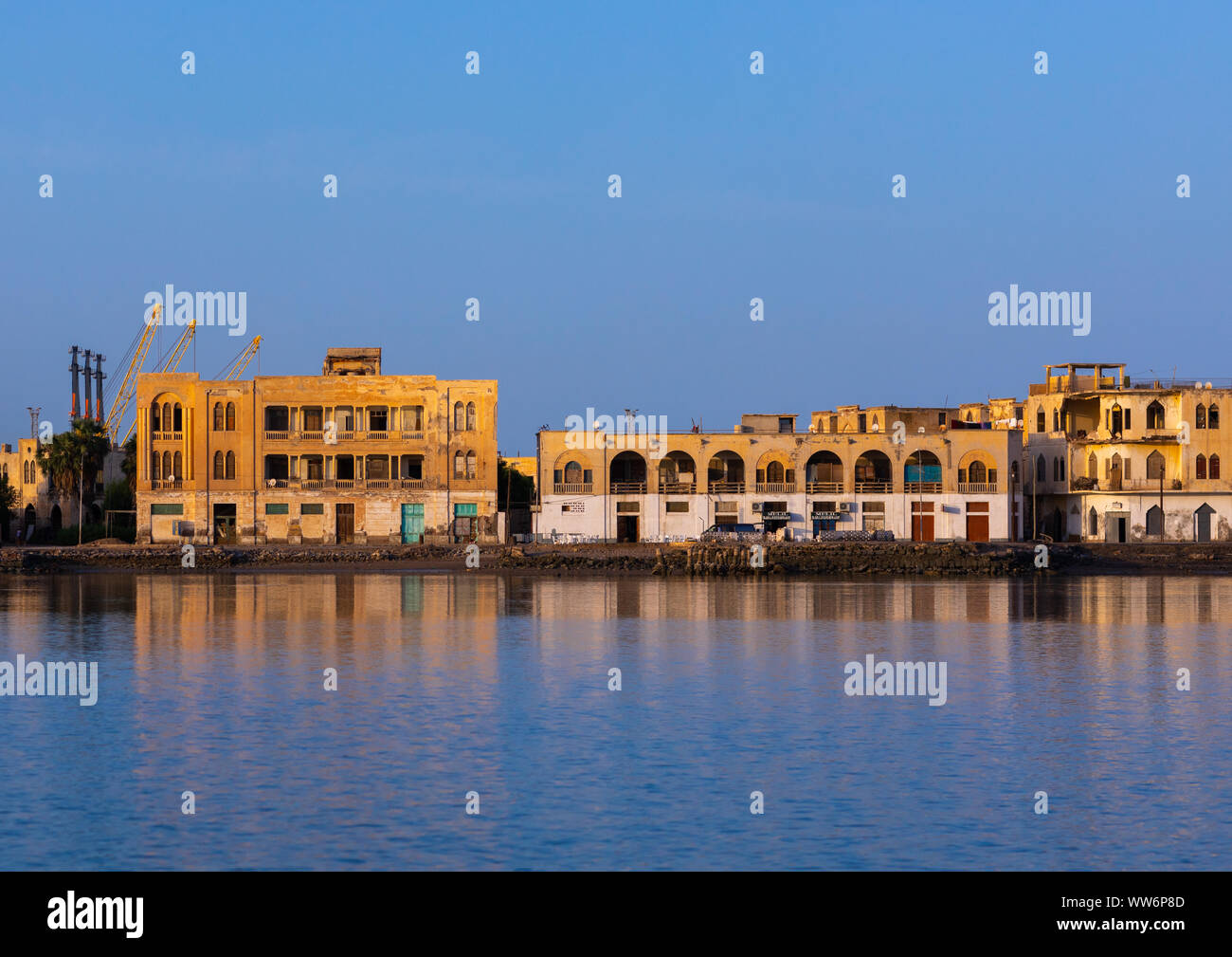 Old ottoman architecture buildings seen from the sea, Northern Red Sea ...