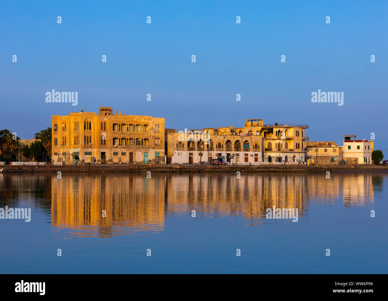 Old ottoman architecture buildings seen from the sea, Northern Red Sea ...