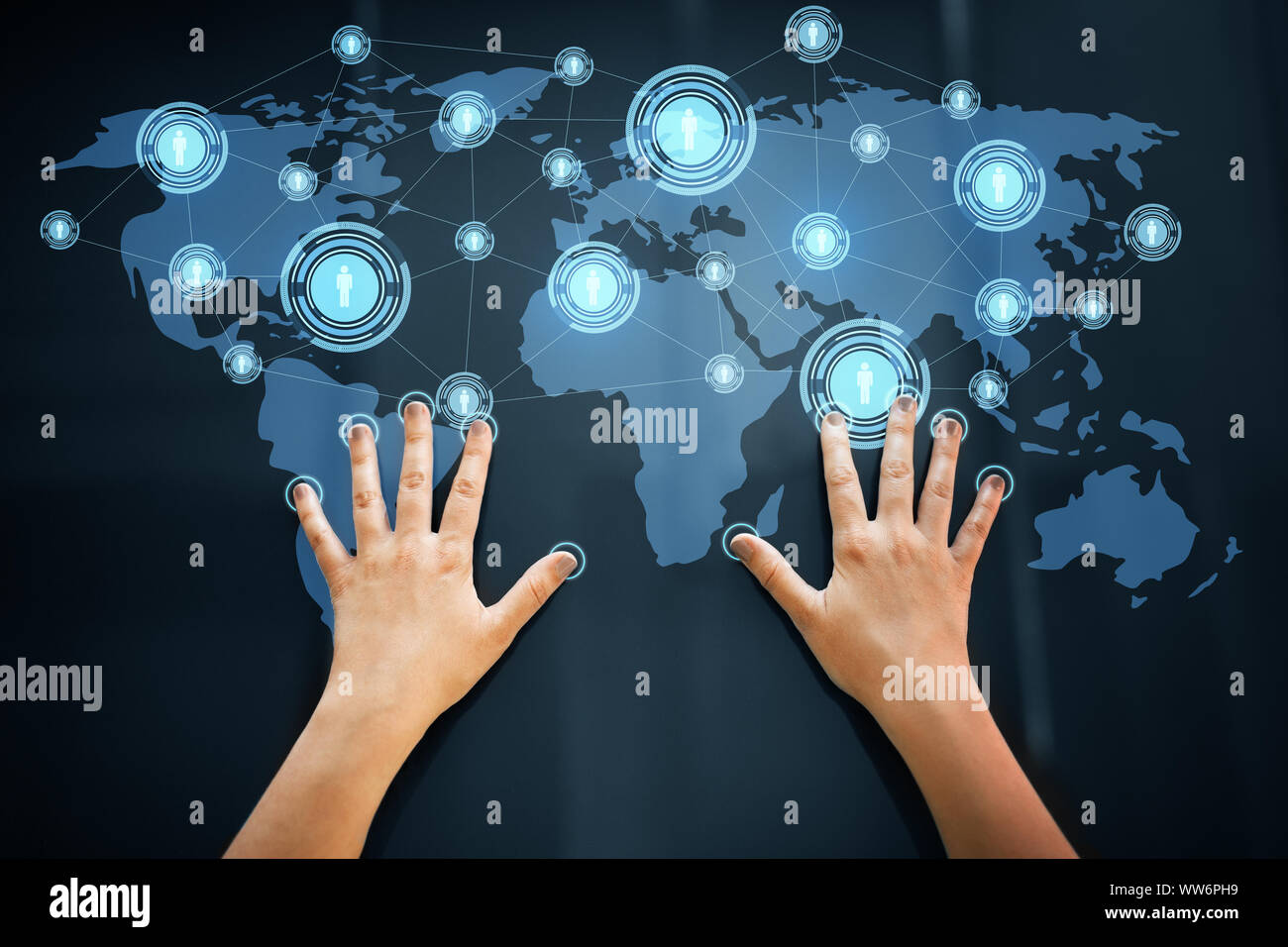 Hands using interactive panel hi-res stock photography and images - Alamy
