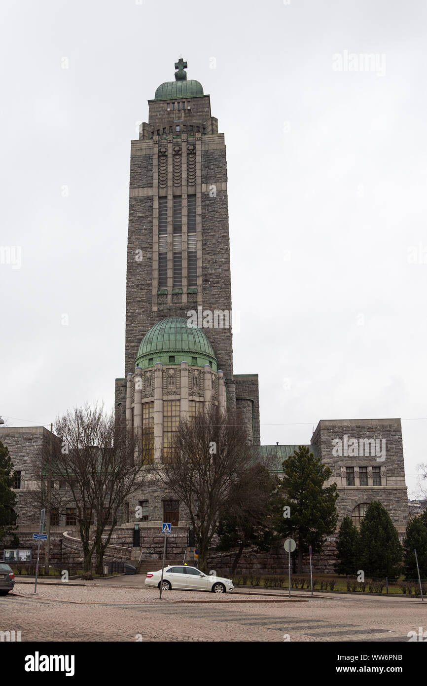 Helsinki, Finland- 28 February 2015: View of the Kallio Church ...