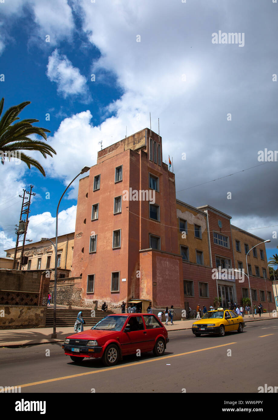 Exterior of old art deco style building from the italian colonial times ...