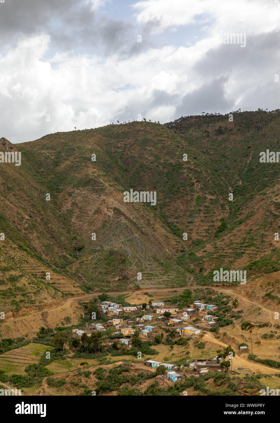 Village in the highlands mountains, Central region, Asmara, Eritrea ...