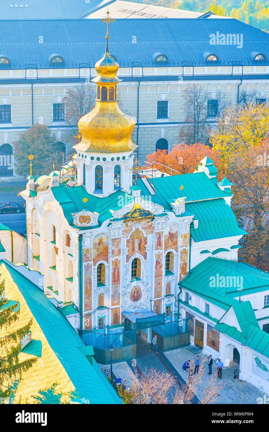 KYIV, UKRAINE - OCTOBER 18, 2018: The Gate Church of the Trinity with ...