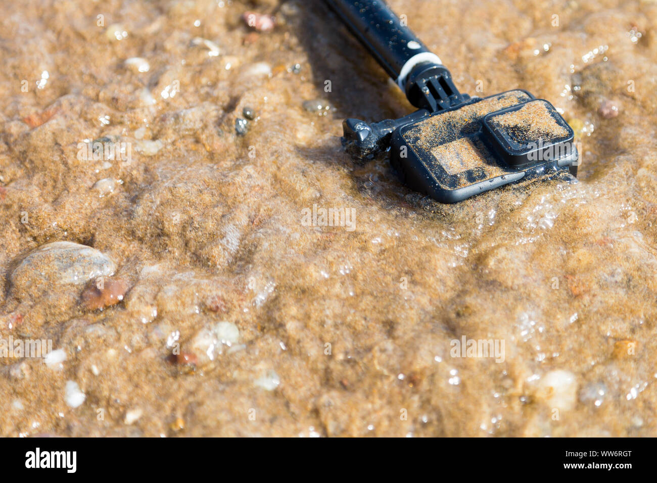 Compact video camera for underwater shooting in the sand in sea water ...
