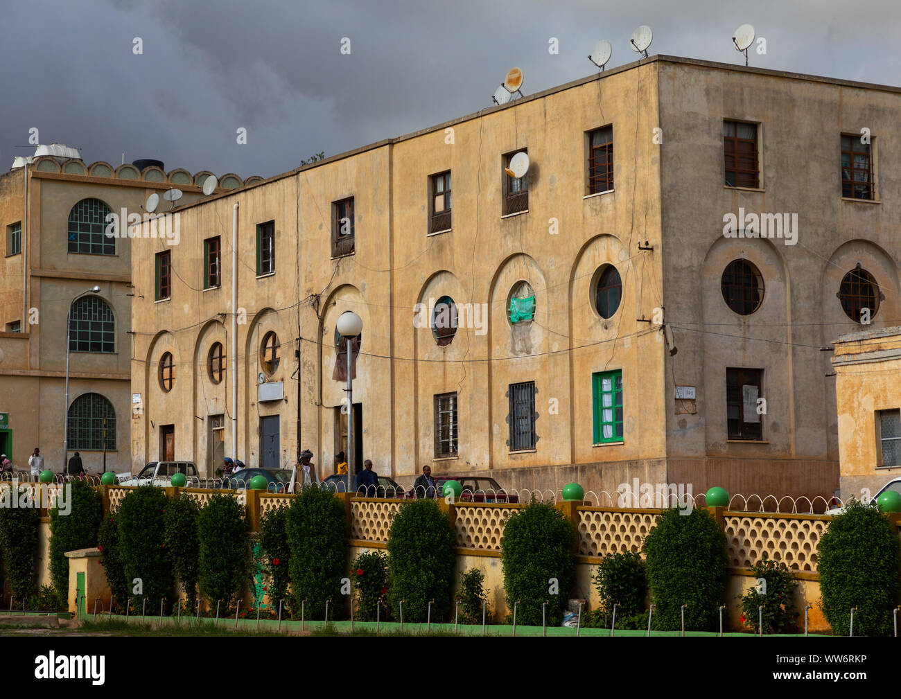 Exterior of old novecento style building from the italian colonial ...