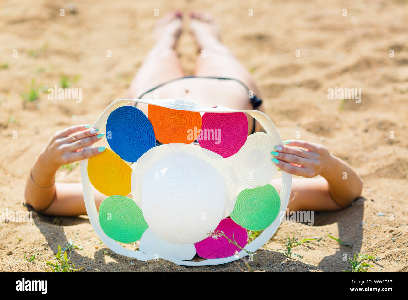 Girl Lying On Back Sunbathing High Resolution Stock Photography and ...