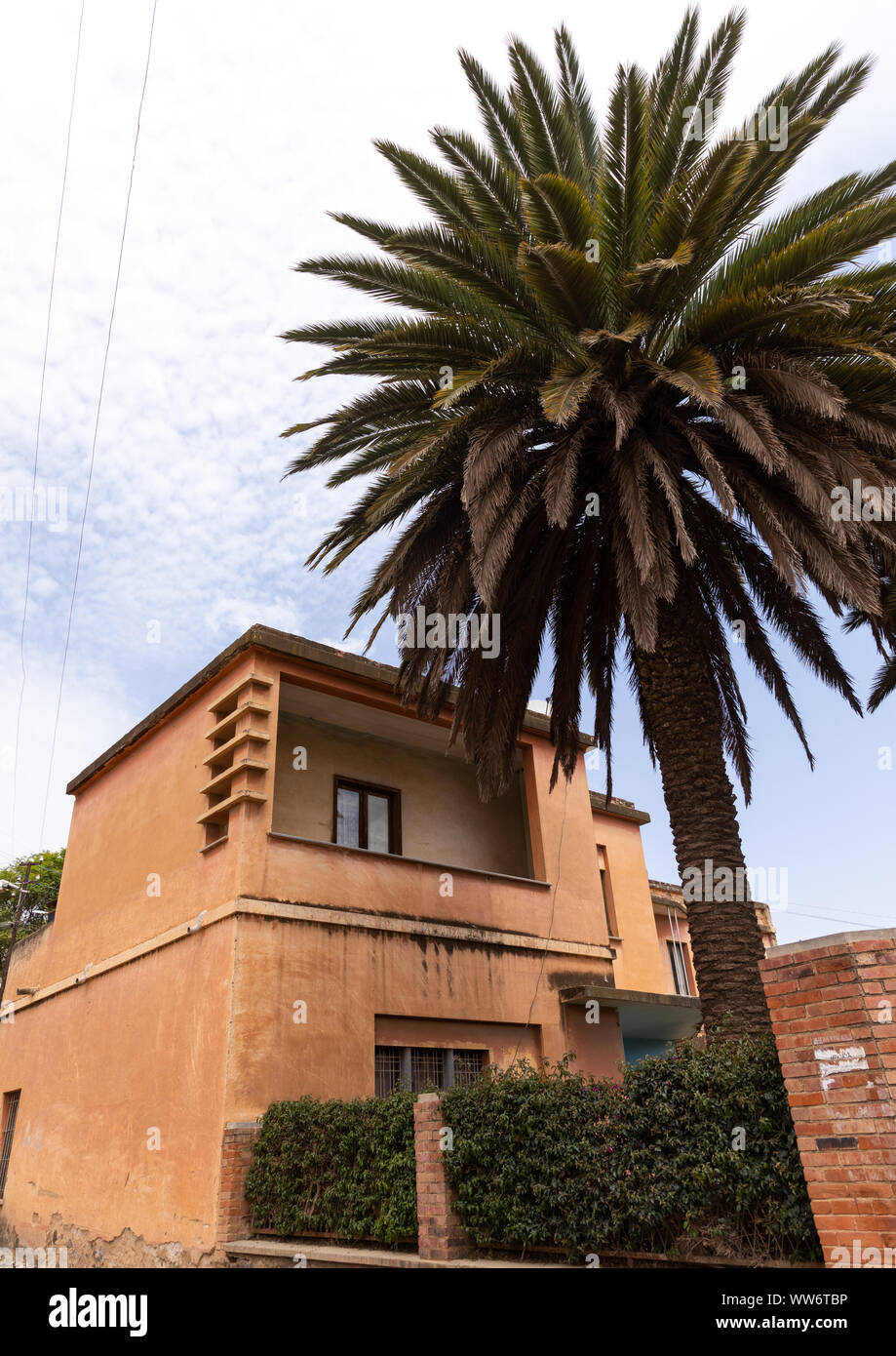 Exterior of old art deco style villa from the italian colonial times ...