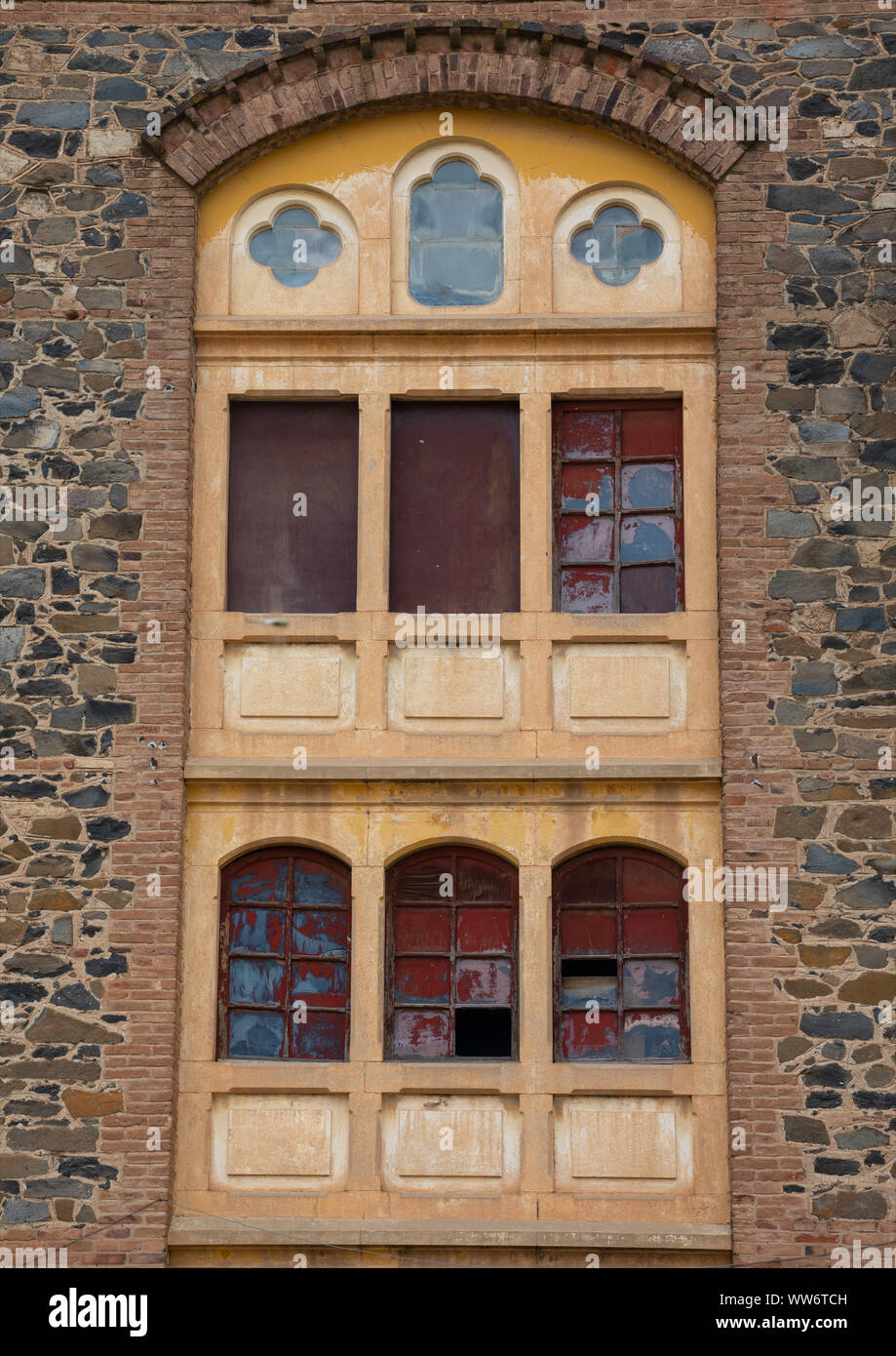 Windows of old opera house from the italian colonial times, Central ...
