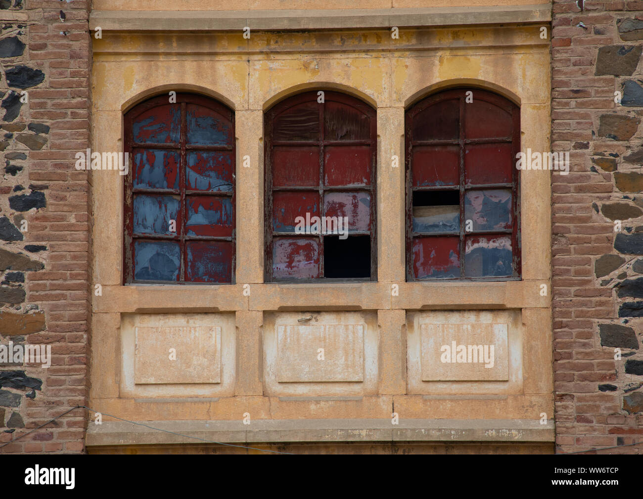 Windows of old opera house from the italian colonial times, Central ...
