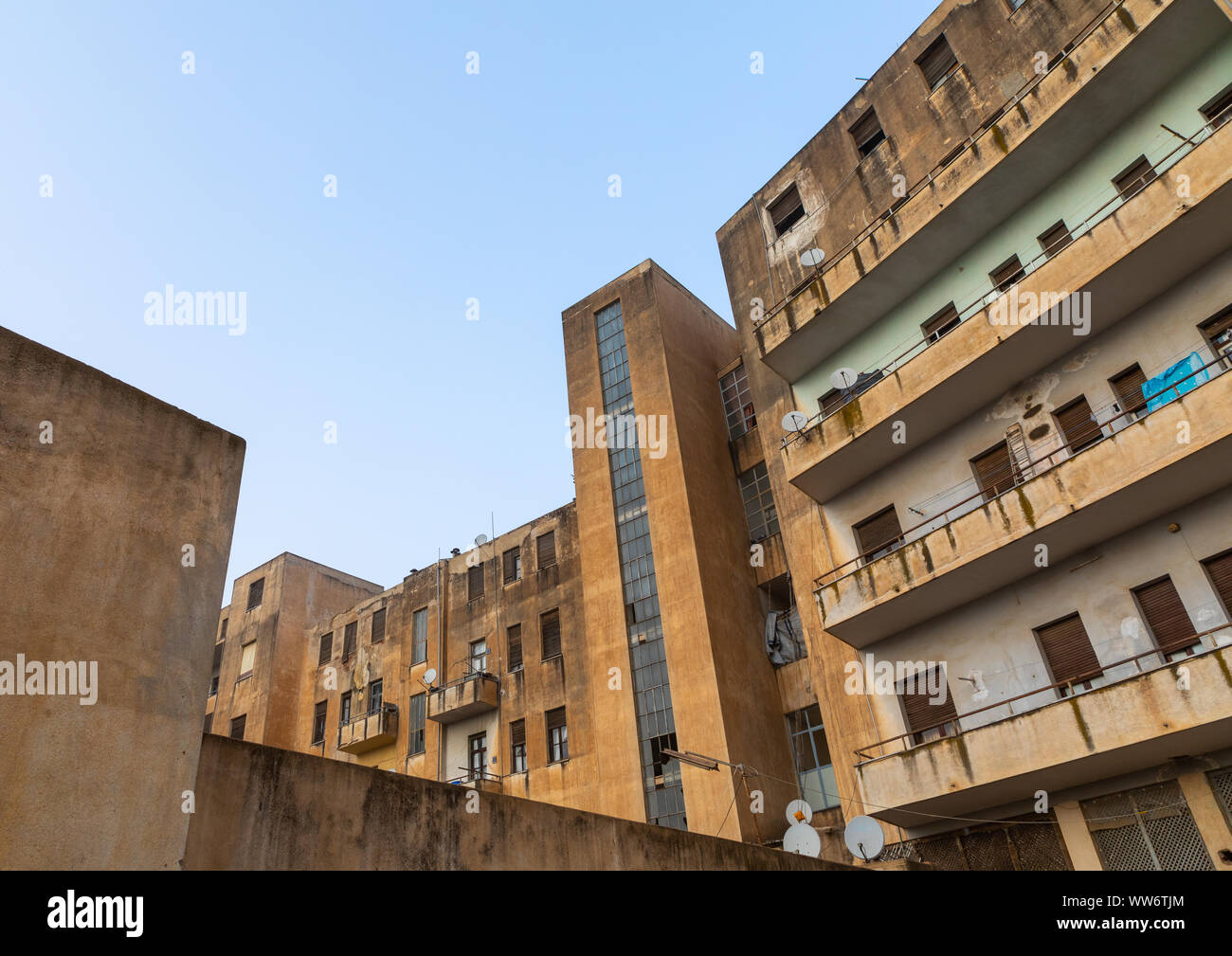 Old apartments building from the italian colonial times, Central region ...