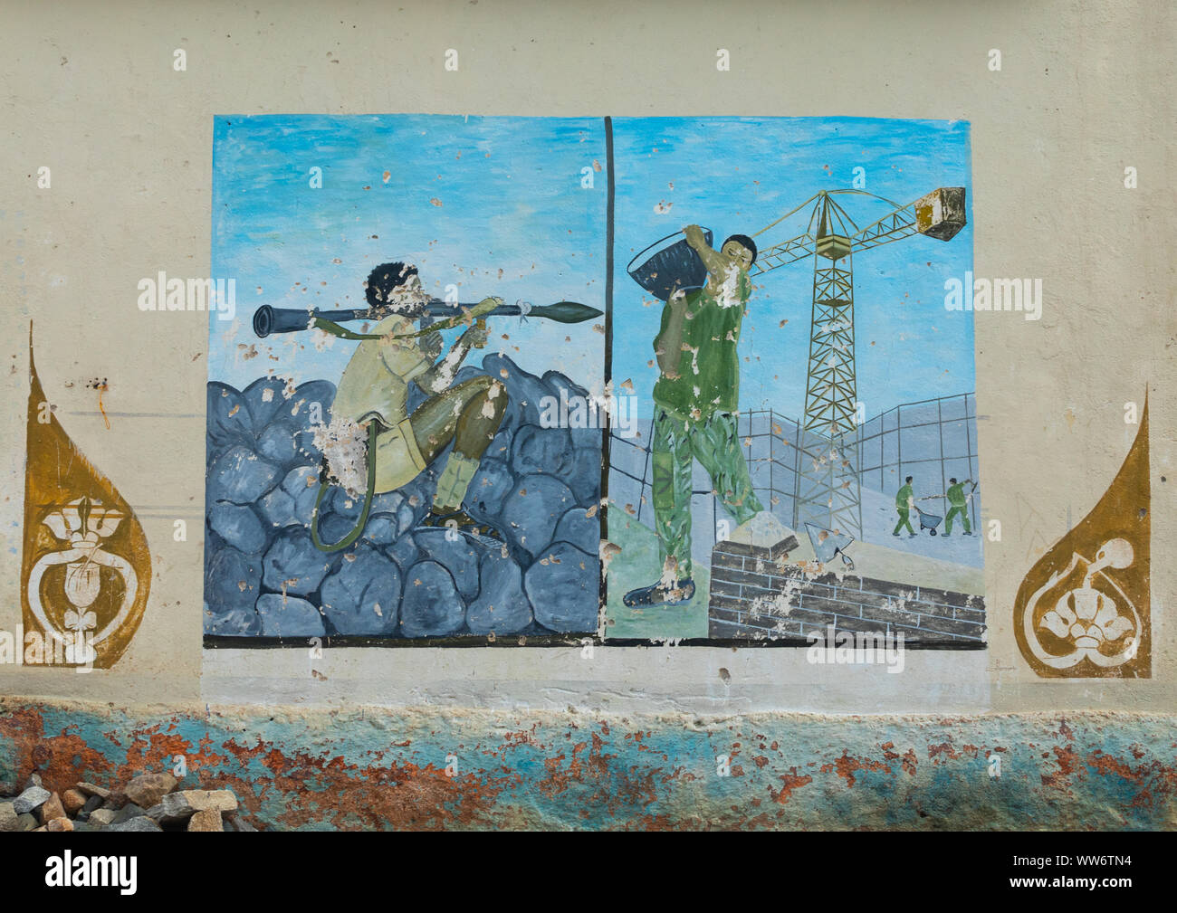 Propaganda mural about the war with ethiopia, Gash-Barka, Hagaz ...