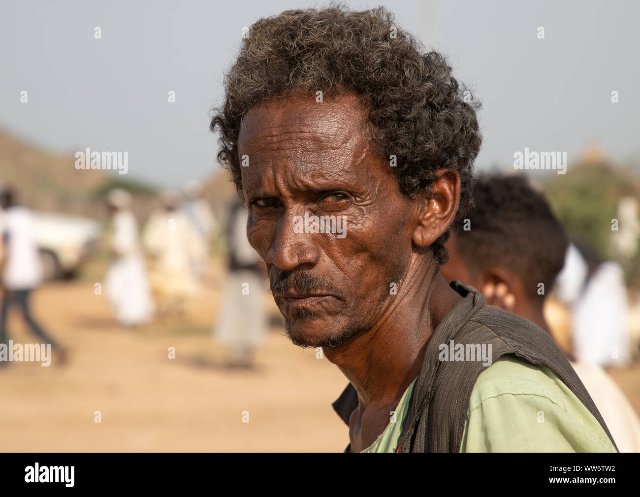 Eritrean man in the livestock market, Gash-Barka, Agordat, Eritrea ...