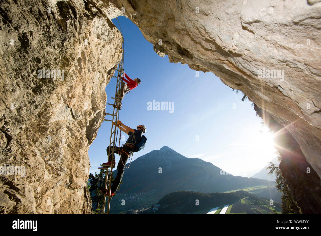 Via ferrata ladder climb hi-res stock photography and images - Alamy