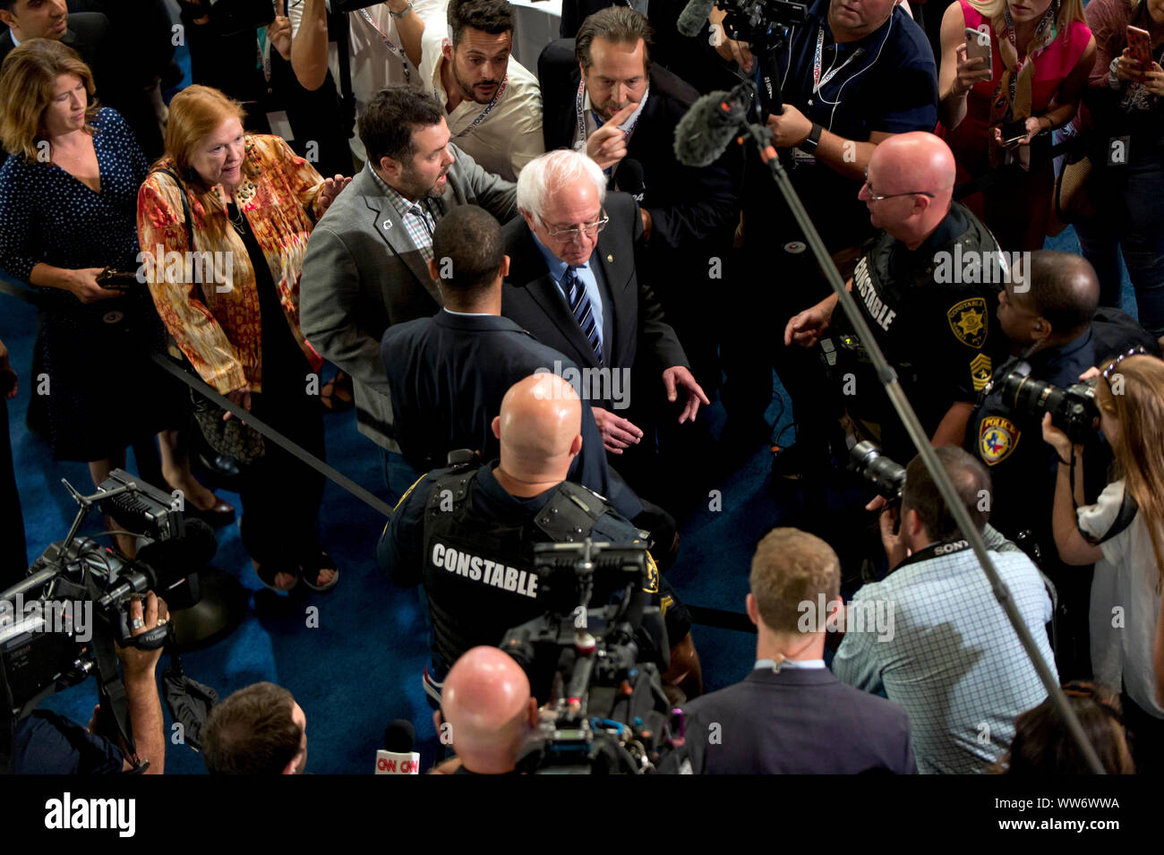 Houston, Texas, USA. 12th Sep, 2019. Senator BERNIE SANDERS in the spin ...