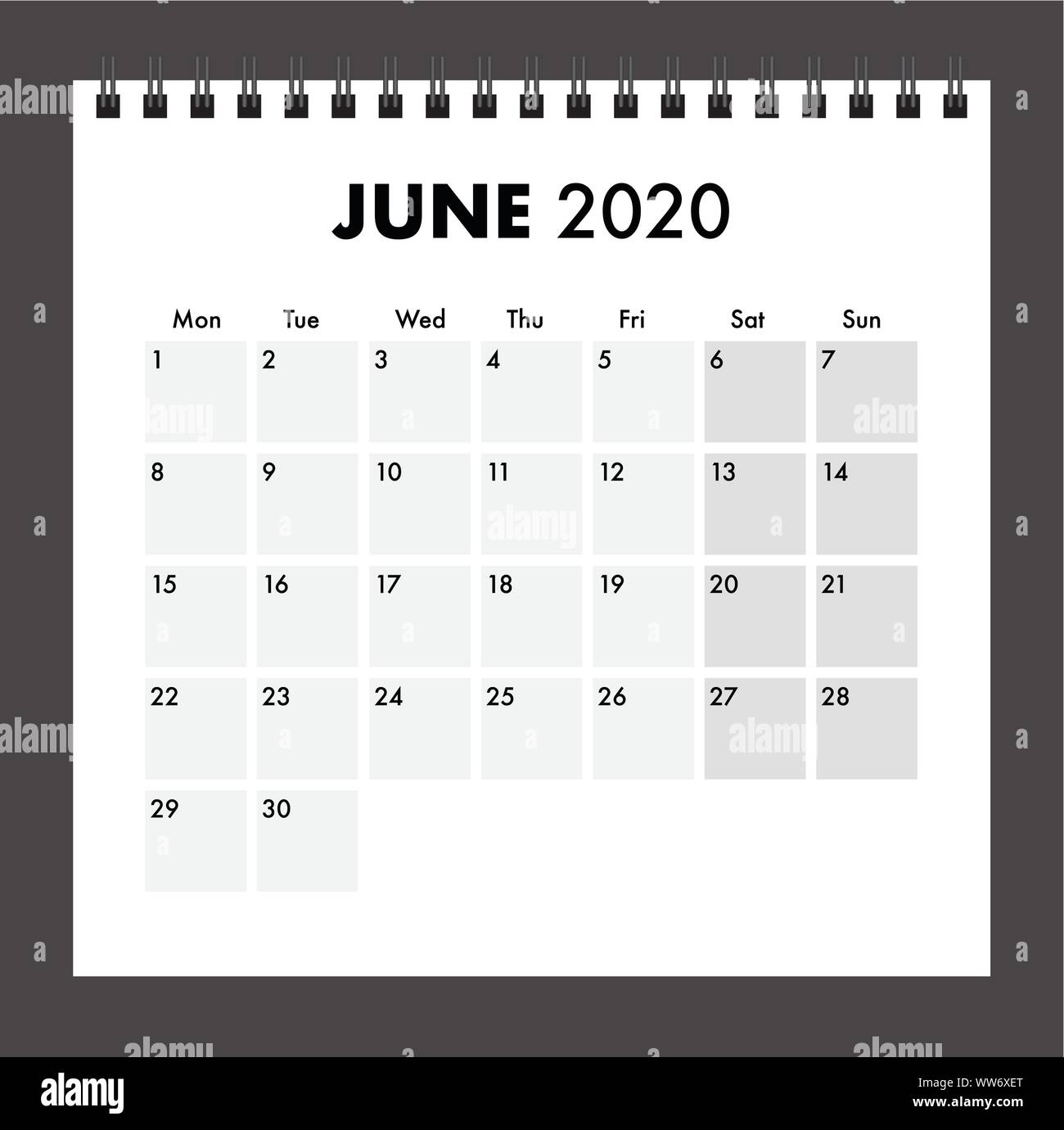 A 2020 calendar with wire bind Stock Vector Image & Art - Alamy
