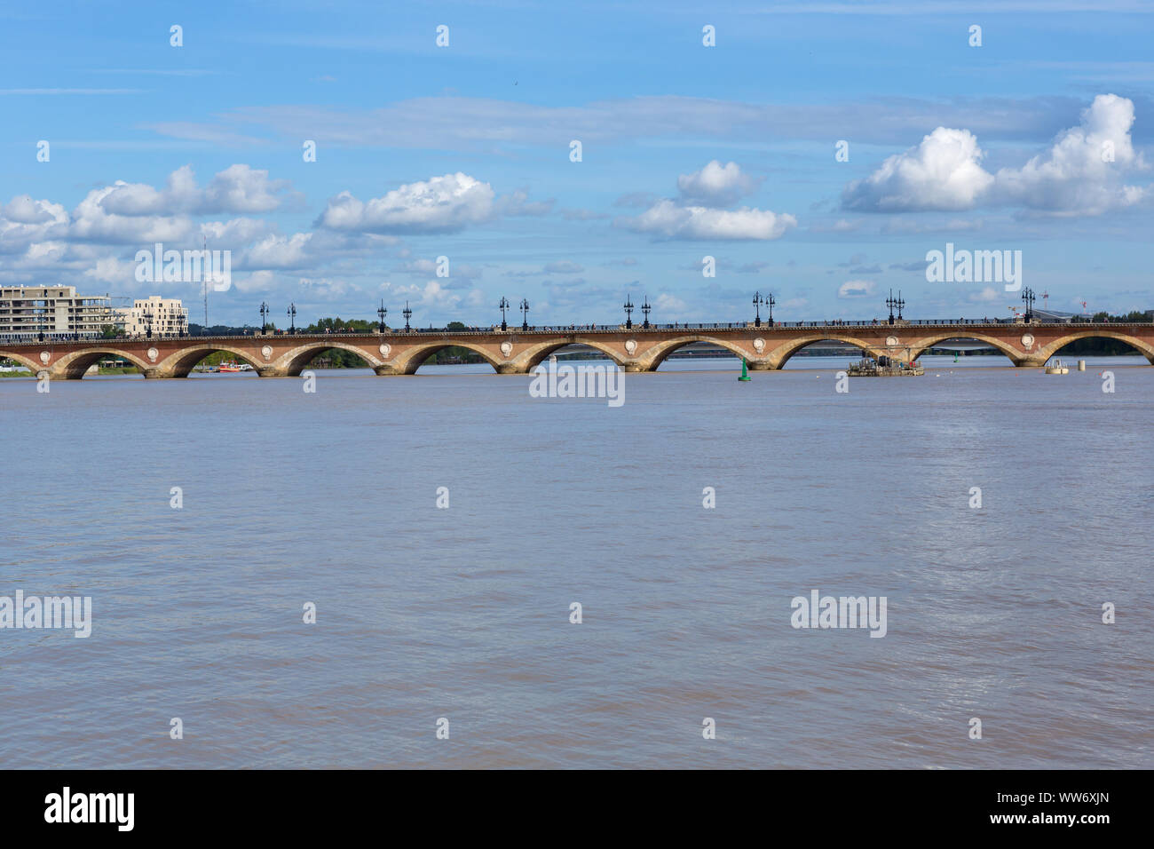 Famous bridge Pont de Pierre, Bordeaux, Aquitaine, France Stock Photo ...