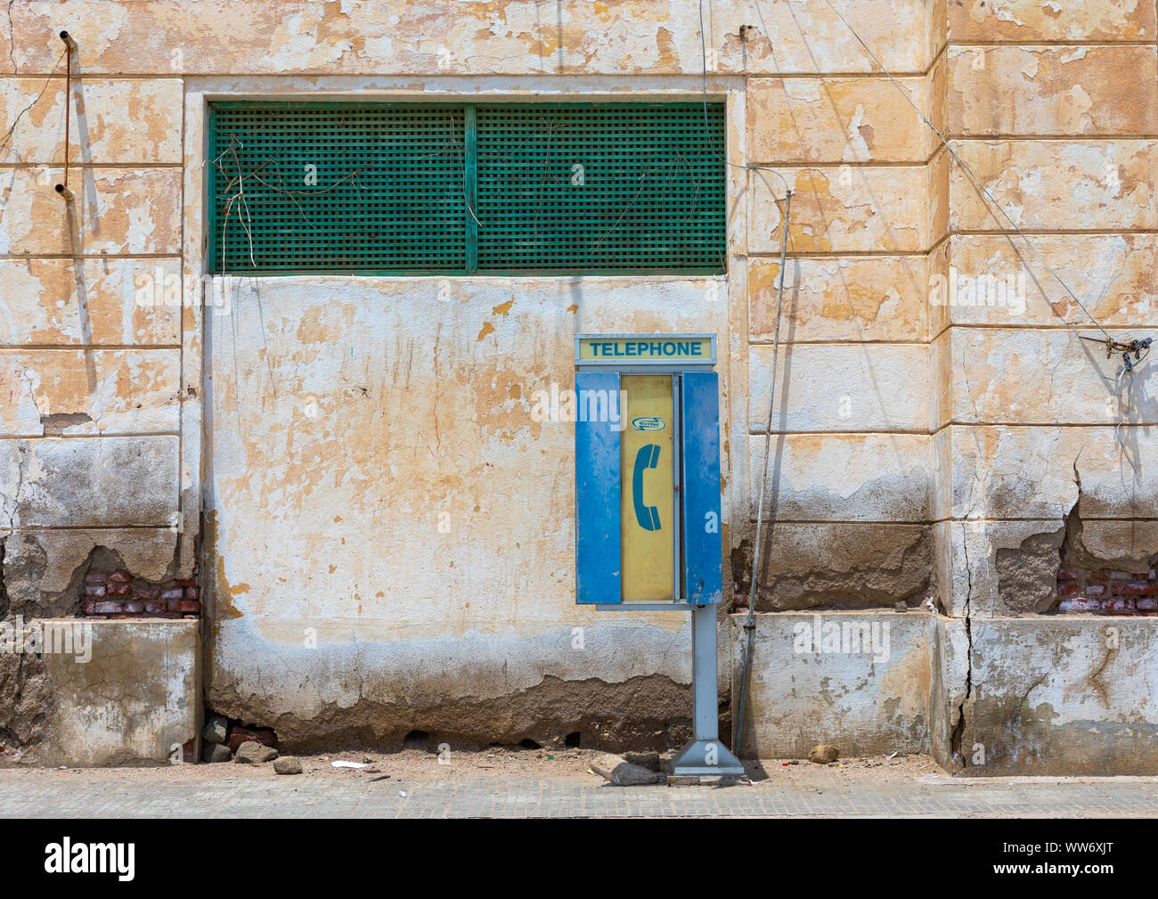 Eritel phone booth in the street, Northern Red Sea, Massawa, Eritrea ...
