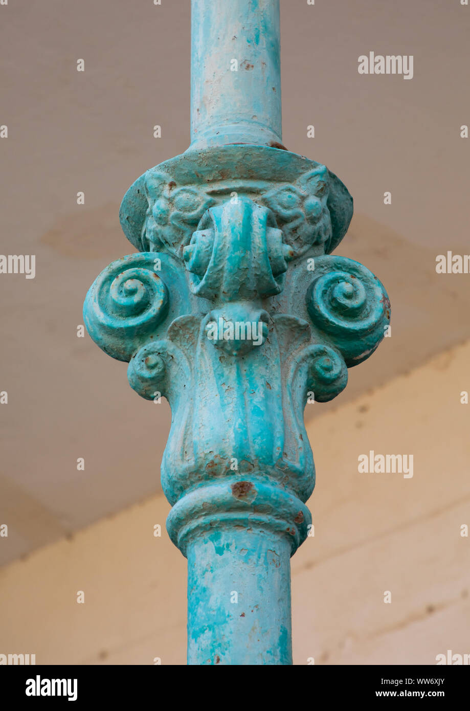Metalic column on an old italian colonial building, Northern Red Sea ...