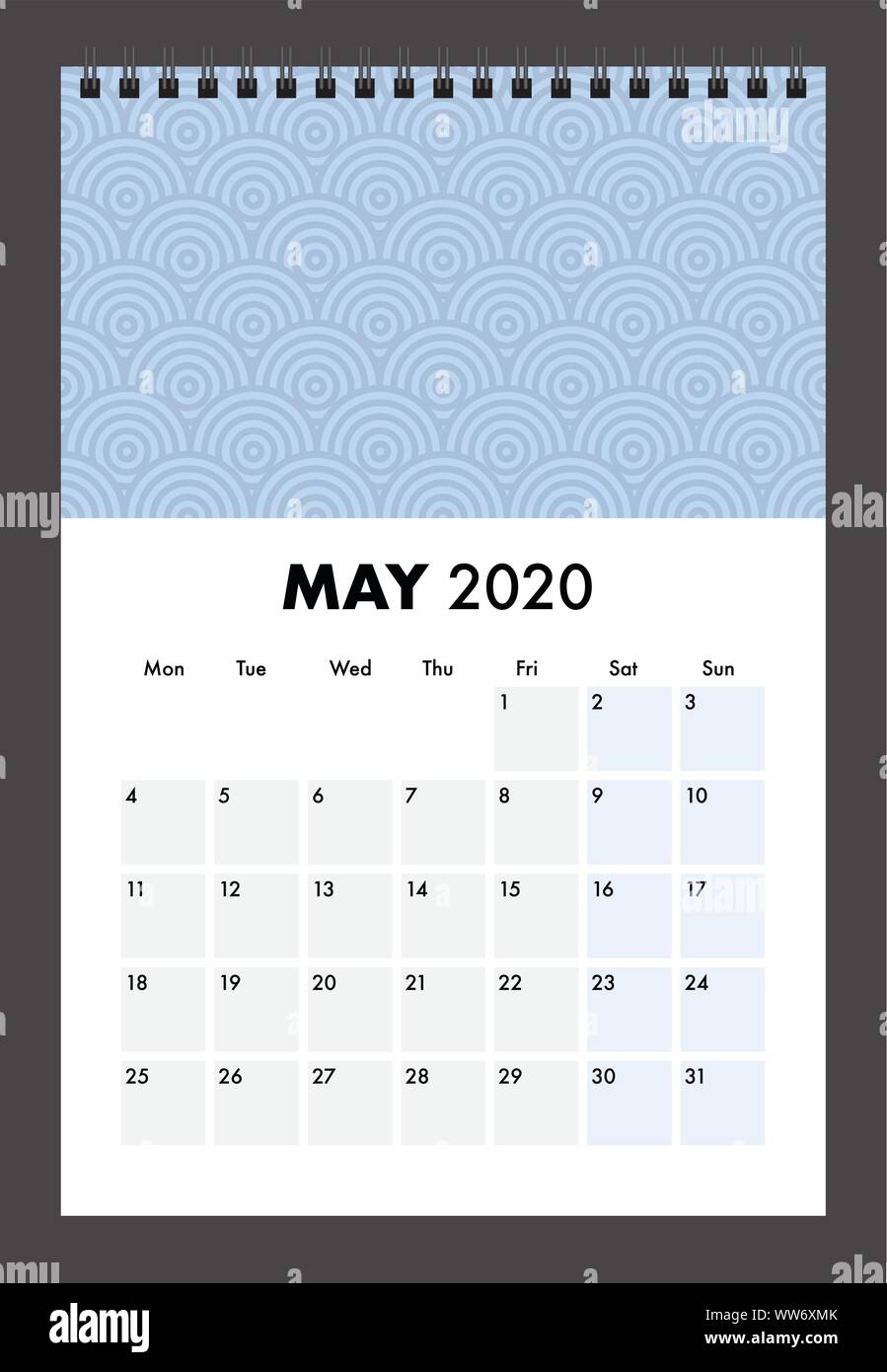 A 2020 calendar with wire bind Stock Vector Image & Art - Alamy