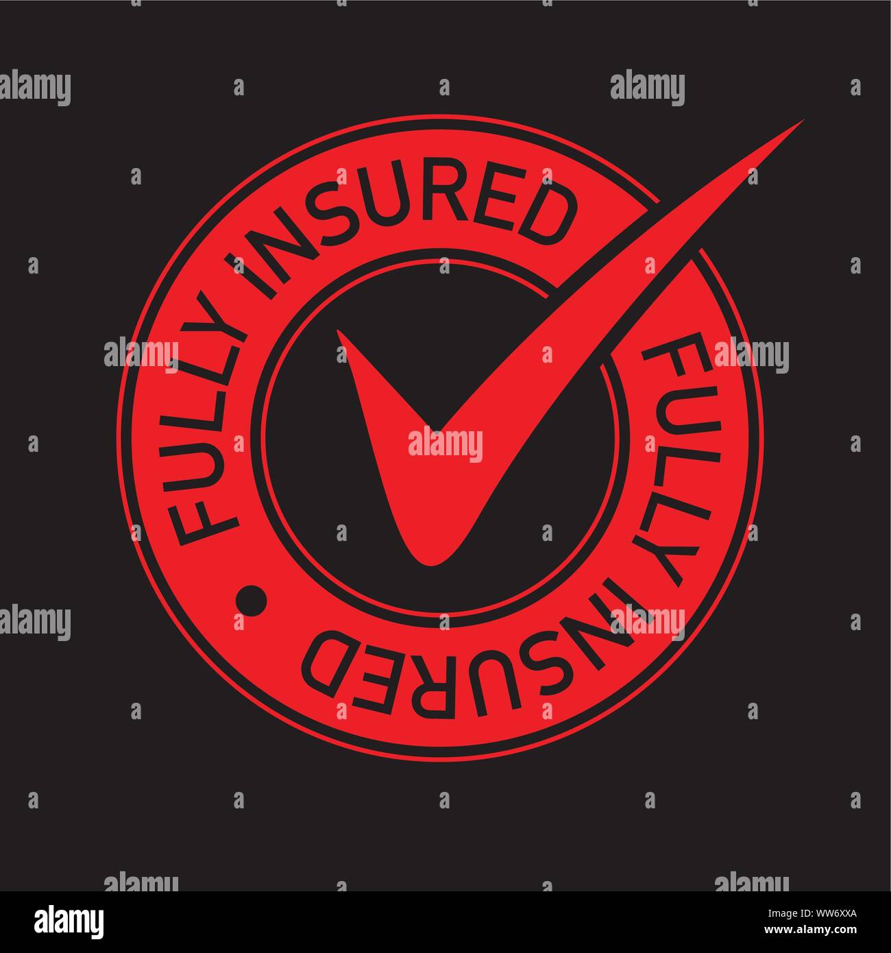 Red tick fully insured icon Stock Vector Image & Art - Alamy