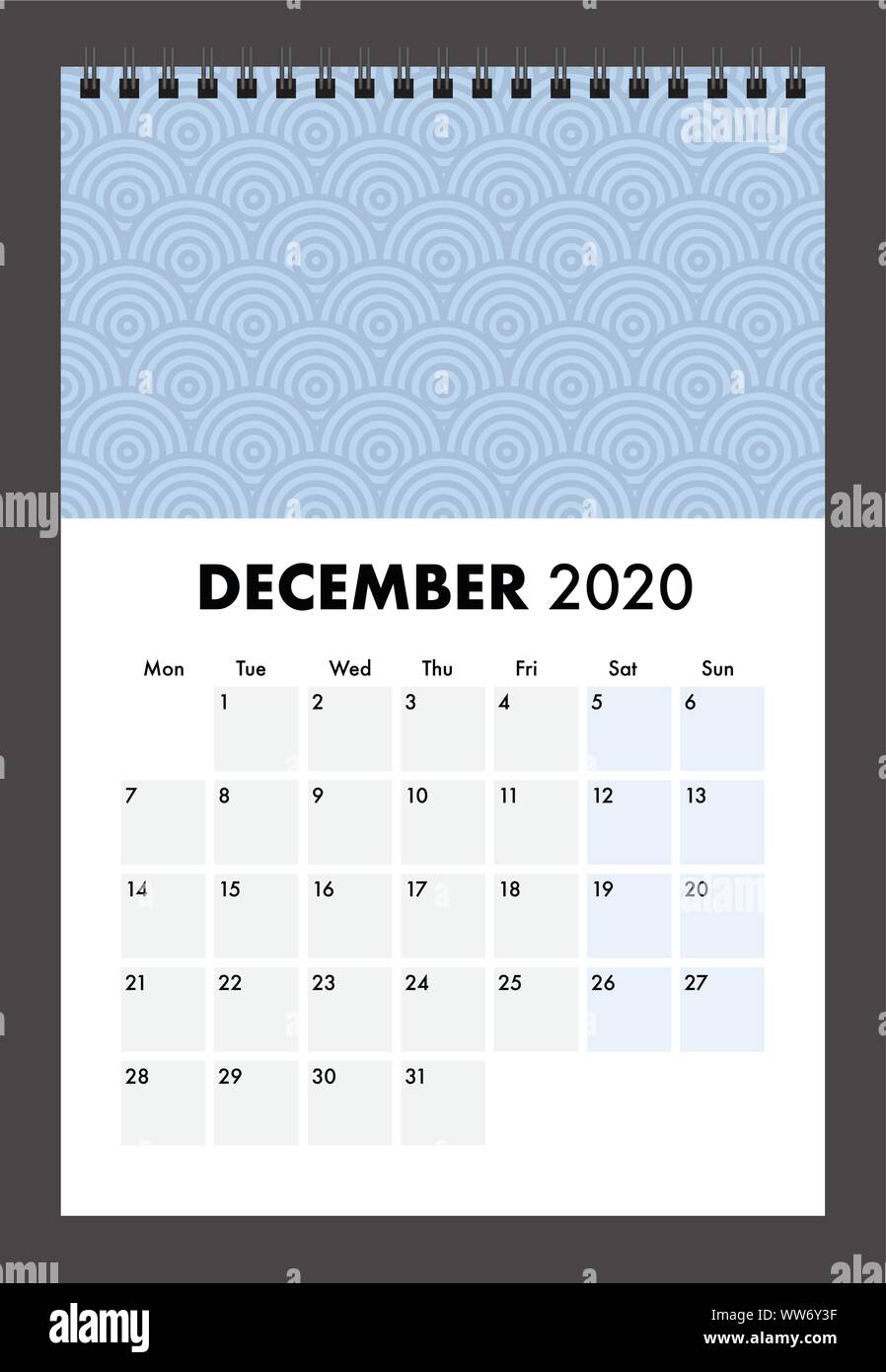 A 2020 calendar with wire bind Stock Vector Image & Art - Alamy
