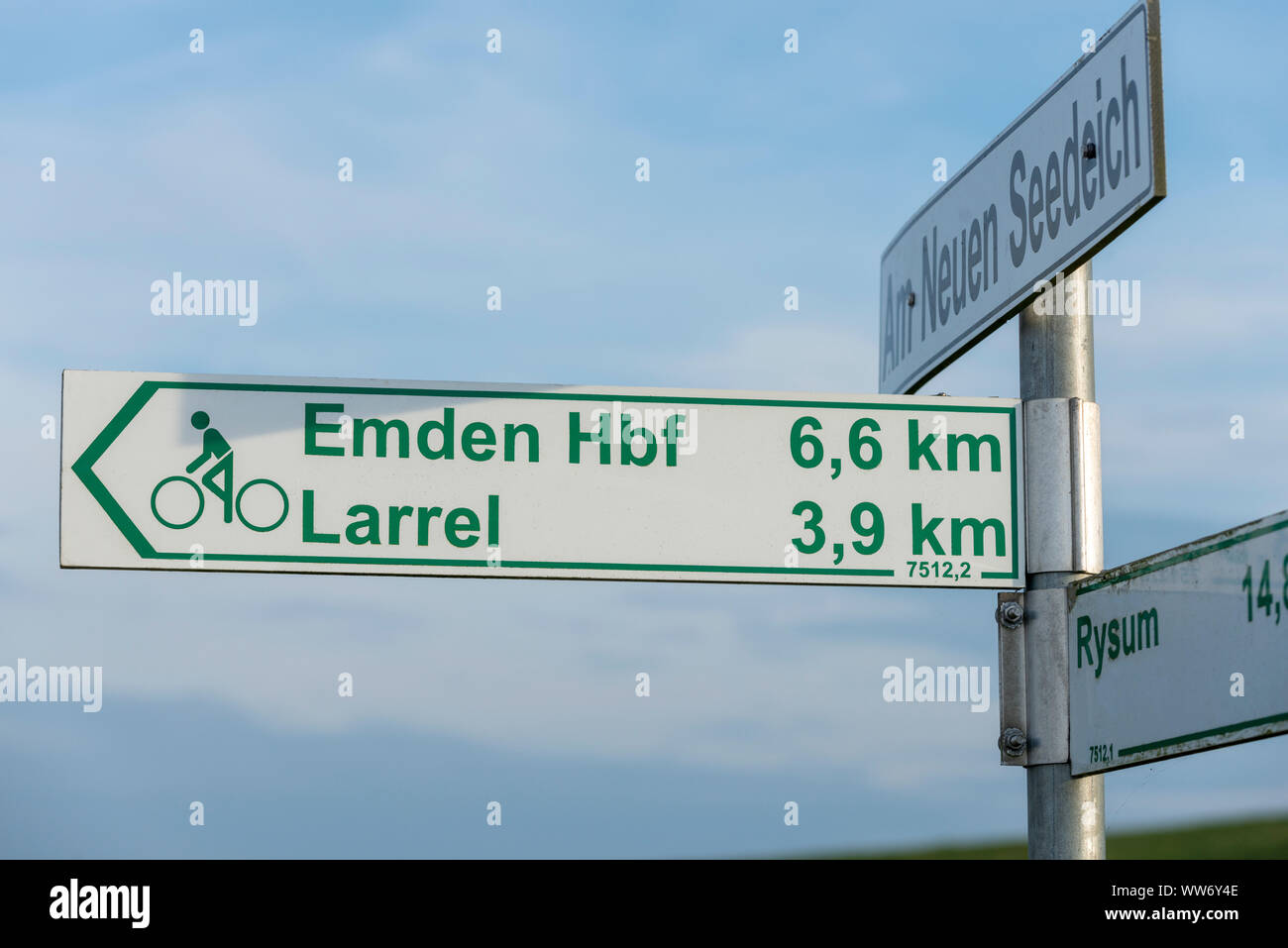 Cycle path signs in East Frisia Stock Photo - Alamy