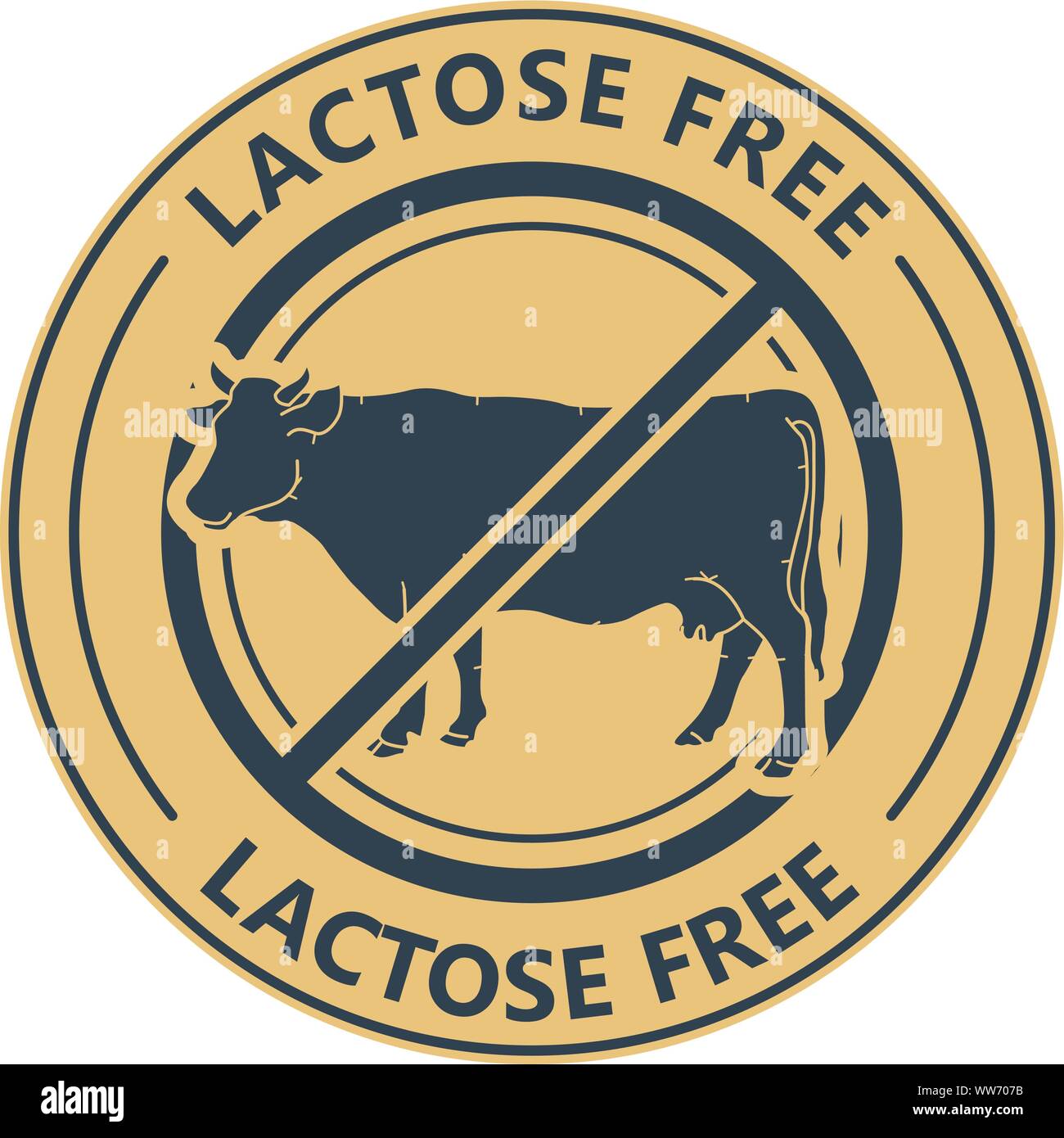 Lactose free product label, logo or icon with no lactose sign, dairy ...