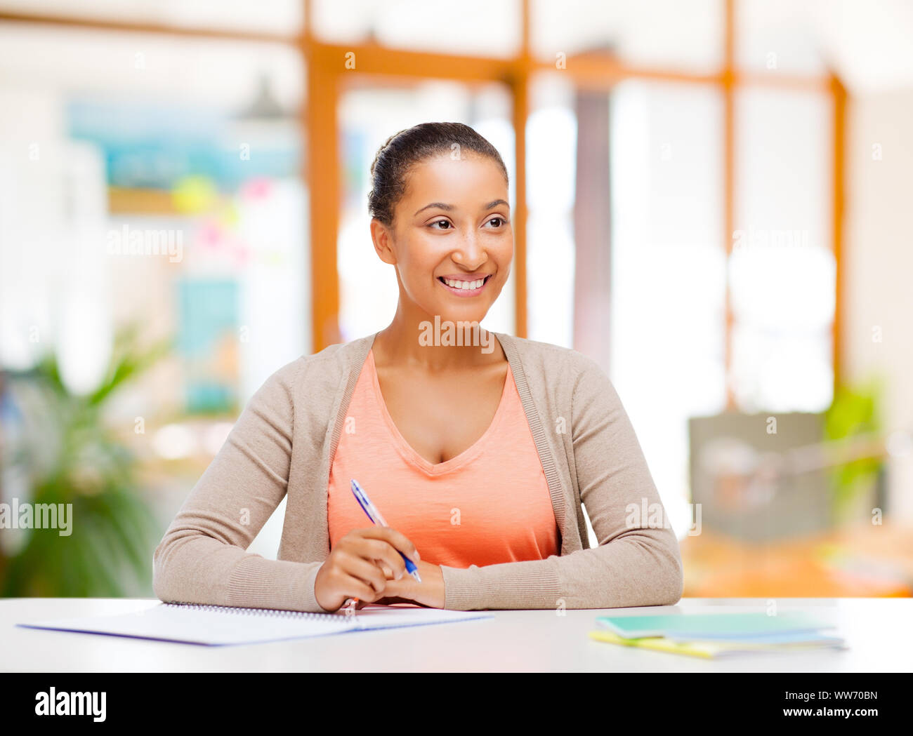 african american female student with notebook Stock Photo - Alamy
